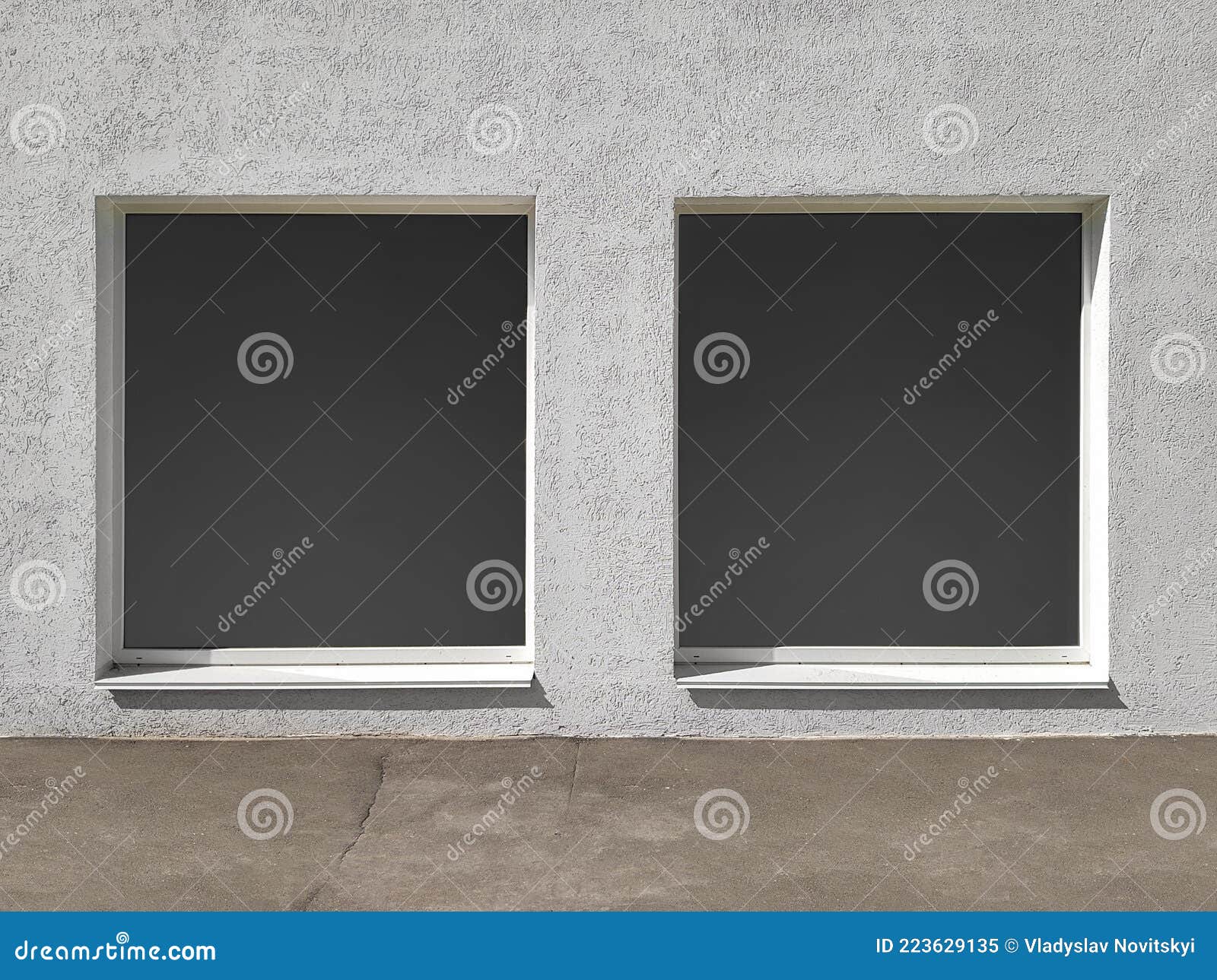 A Fragment of the Facade of a Building with Two Display Windows on the ...