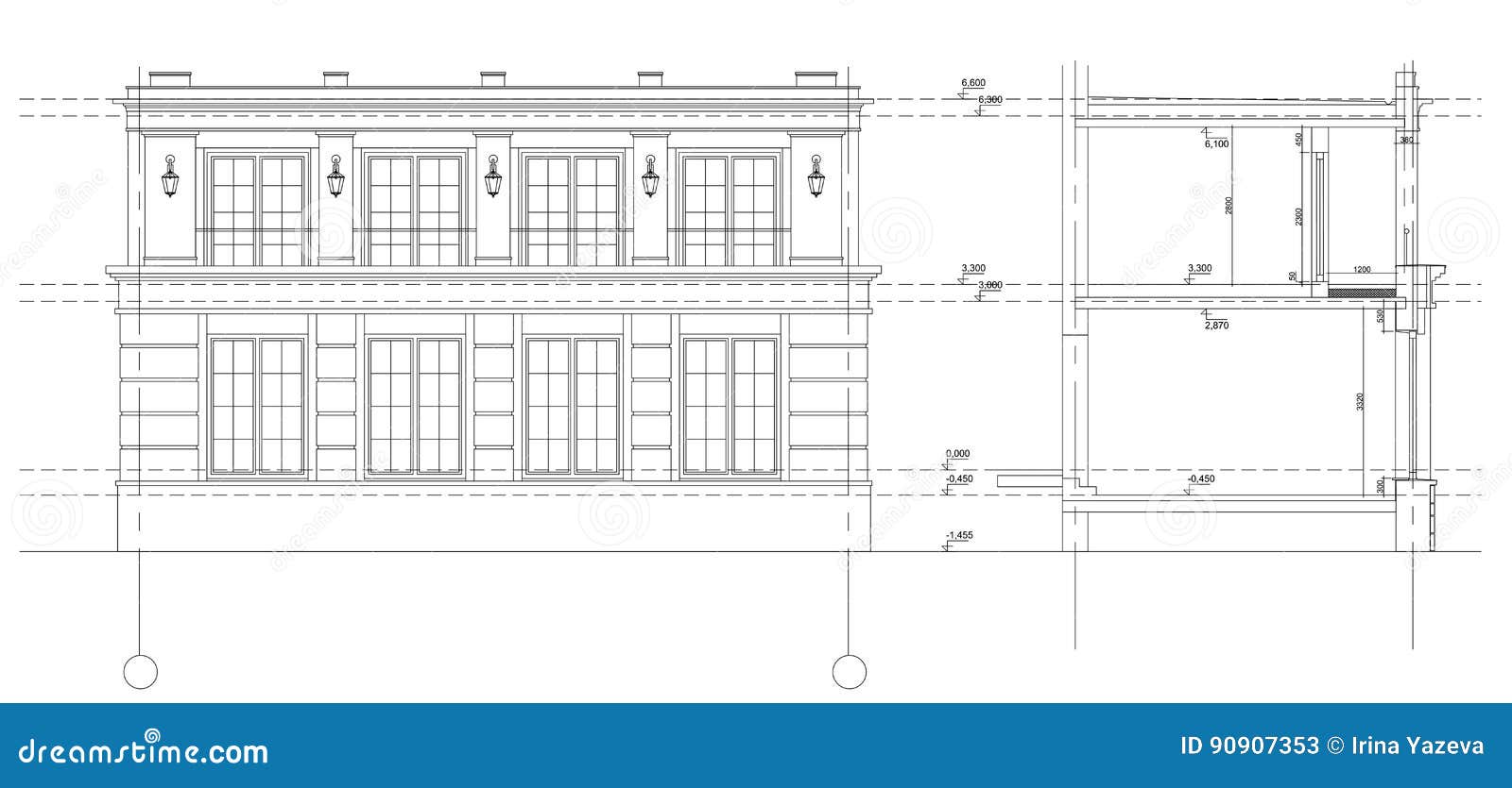 Fragment of a Facade of the Classical City Building. Stock Vector ...