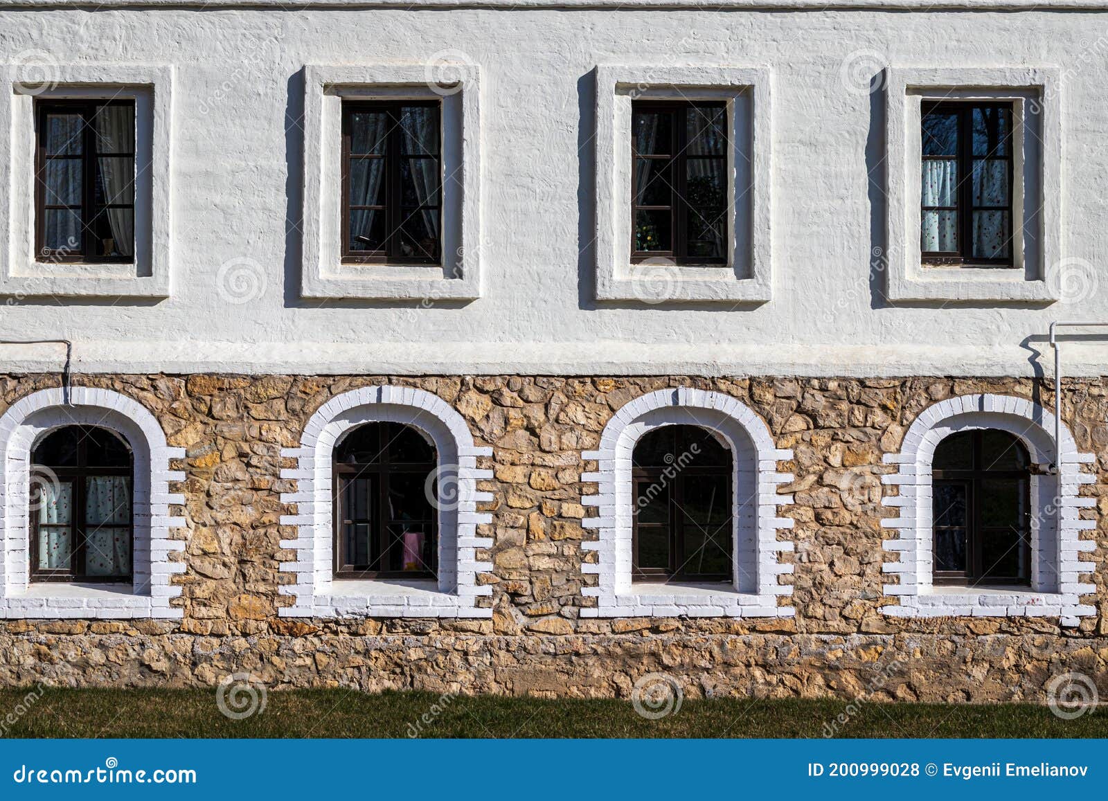 Fragment of the Facade of an Old Building with Windows Stock Photo ...