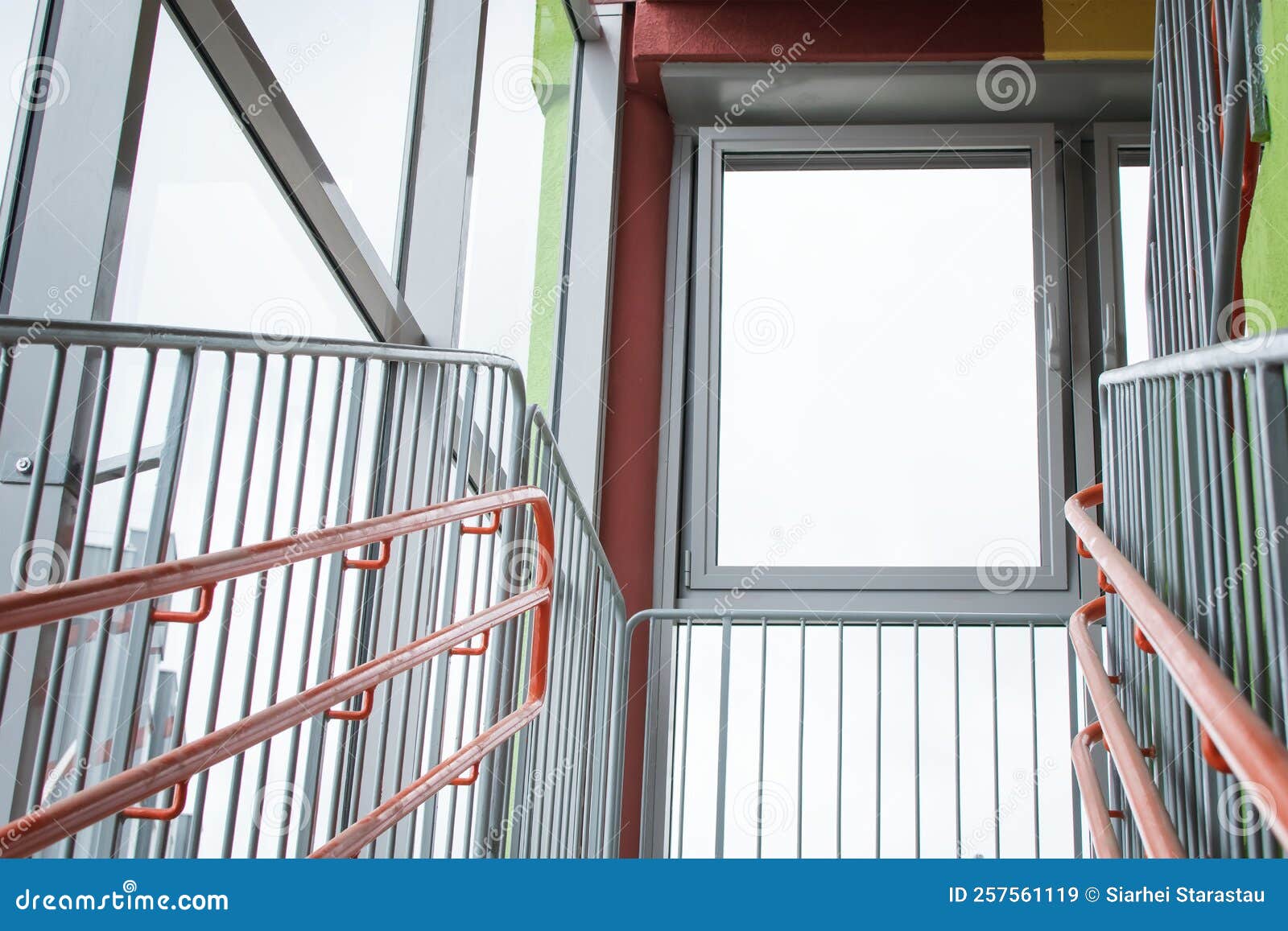 A Fragment of a Flight of Stairs with Windows Stock Image - Image of ...