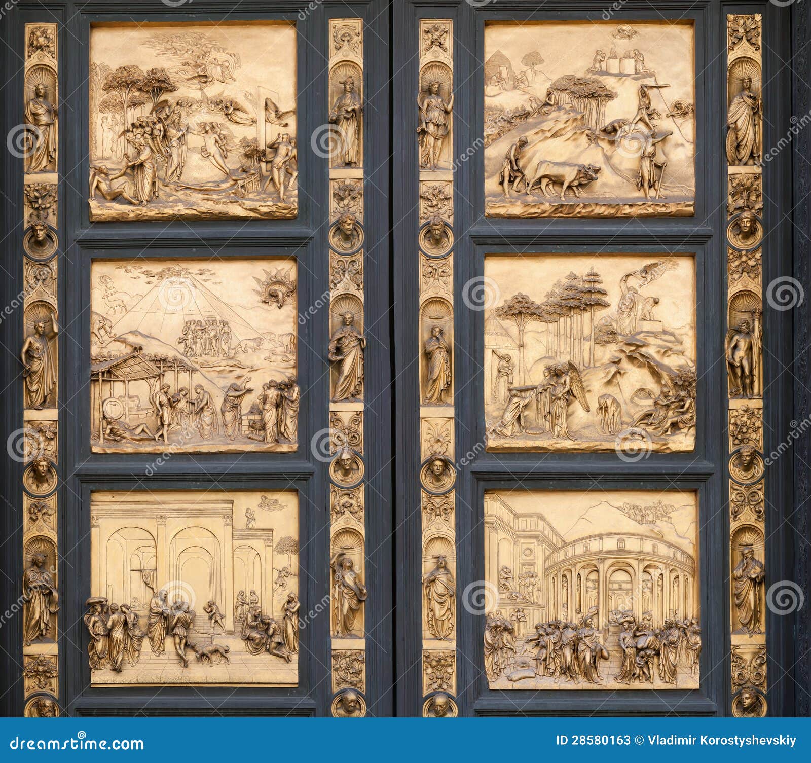 Fragment of the Florence Cathedral Baptistery Doors Stock Image - Image ...