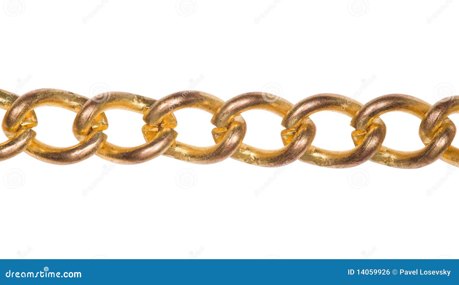 Gold Chain On White Surface. Gold Chain On White Top View Surface. Gold ...