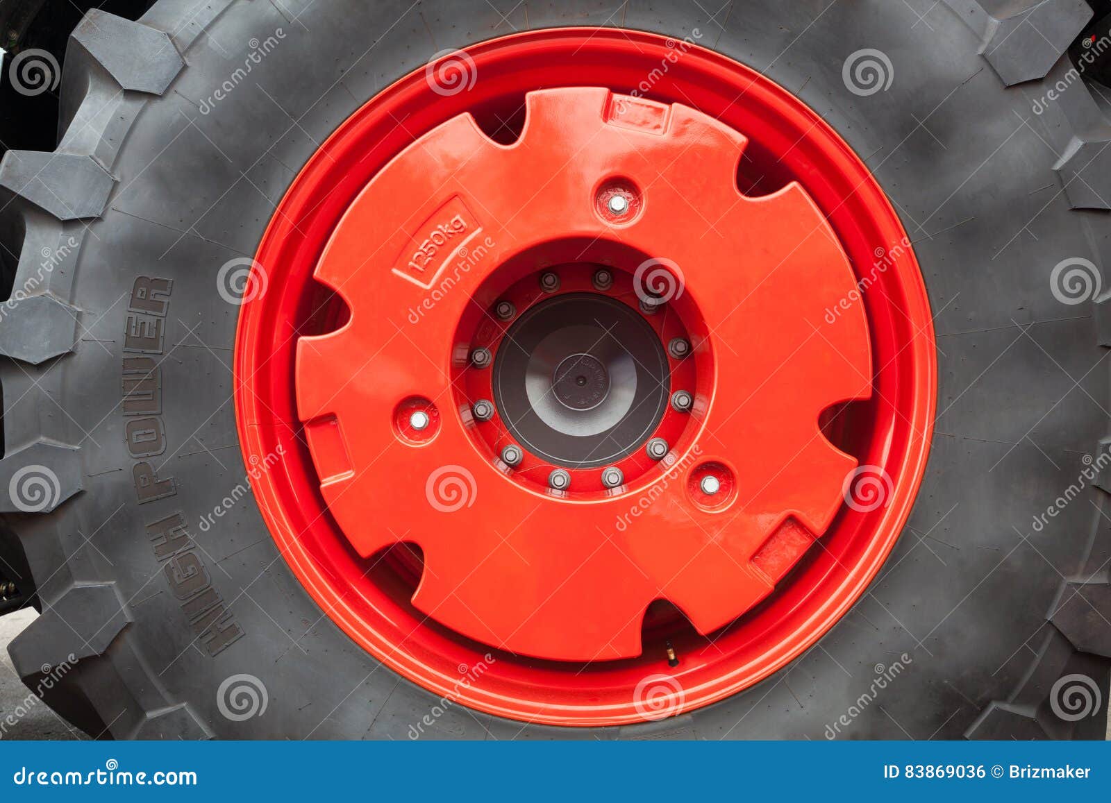 A Fragment of a Huge Wheel and Tire of Construction Equipment. Stock ...