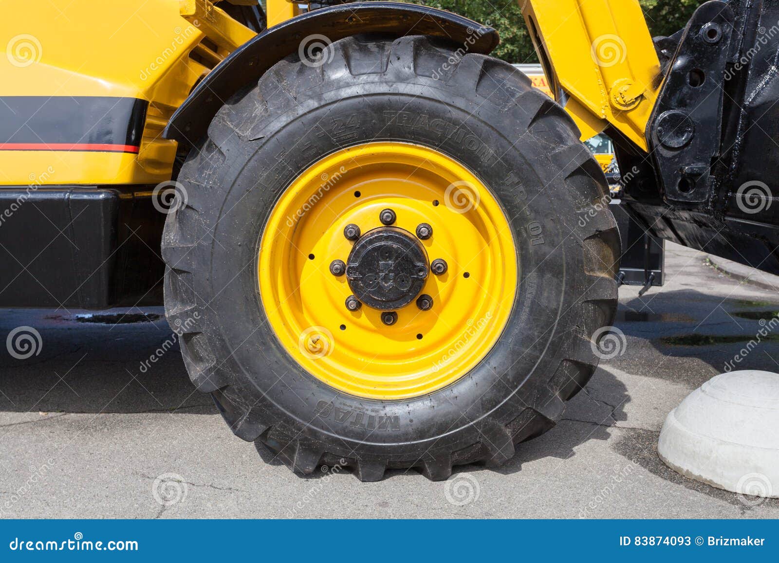 A Fragment of a Huge Wheel and Tire of Construction Equipment ...