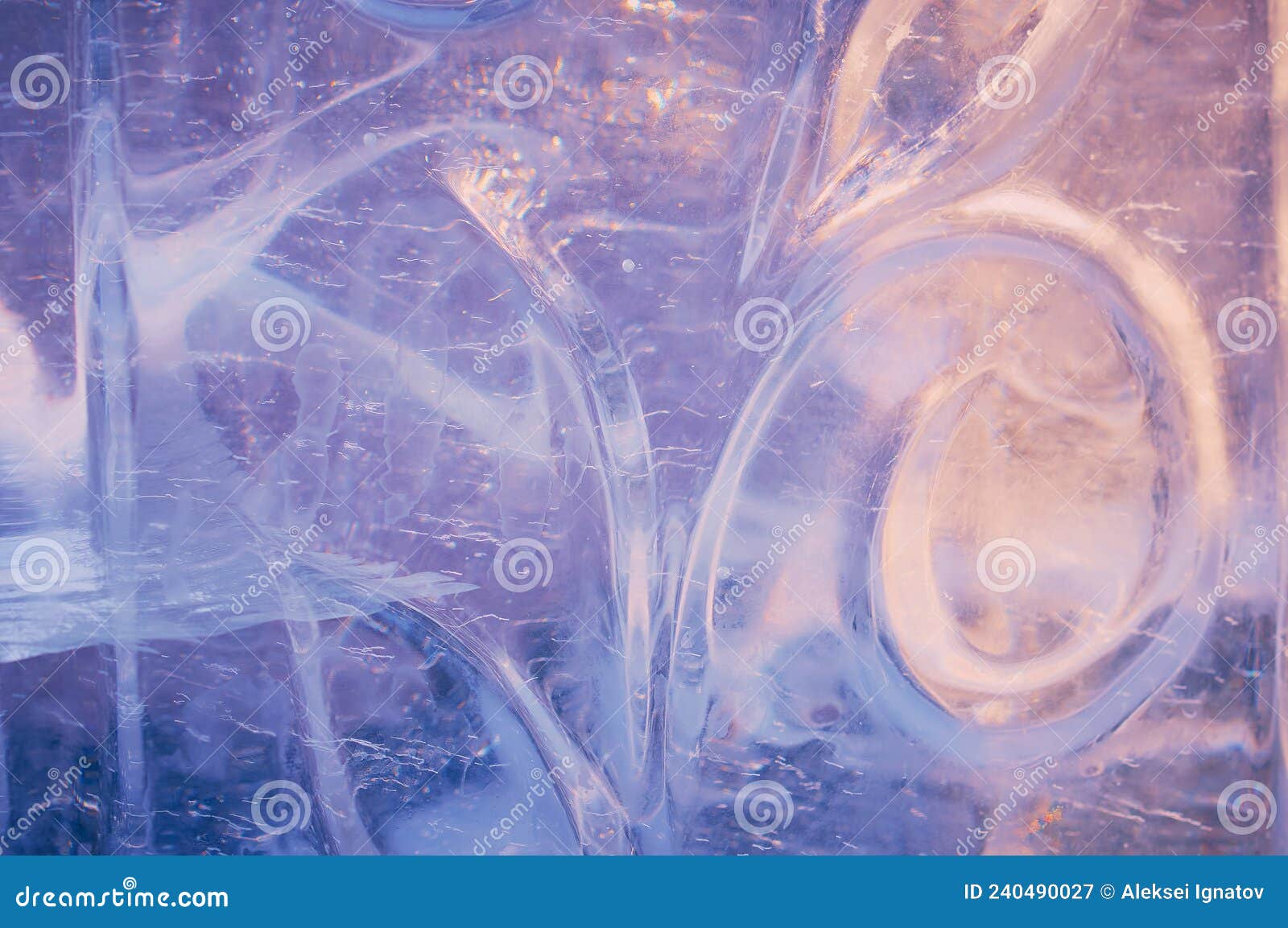 Fragment of an Ice Figure in the Rays of the Sun. Focus Inside the ...