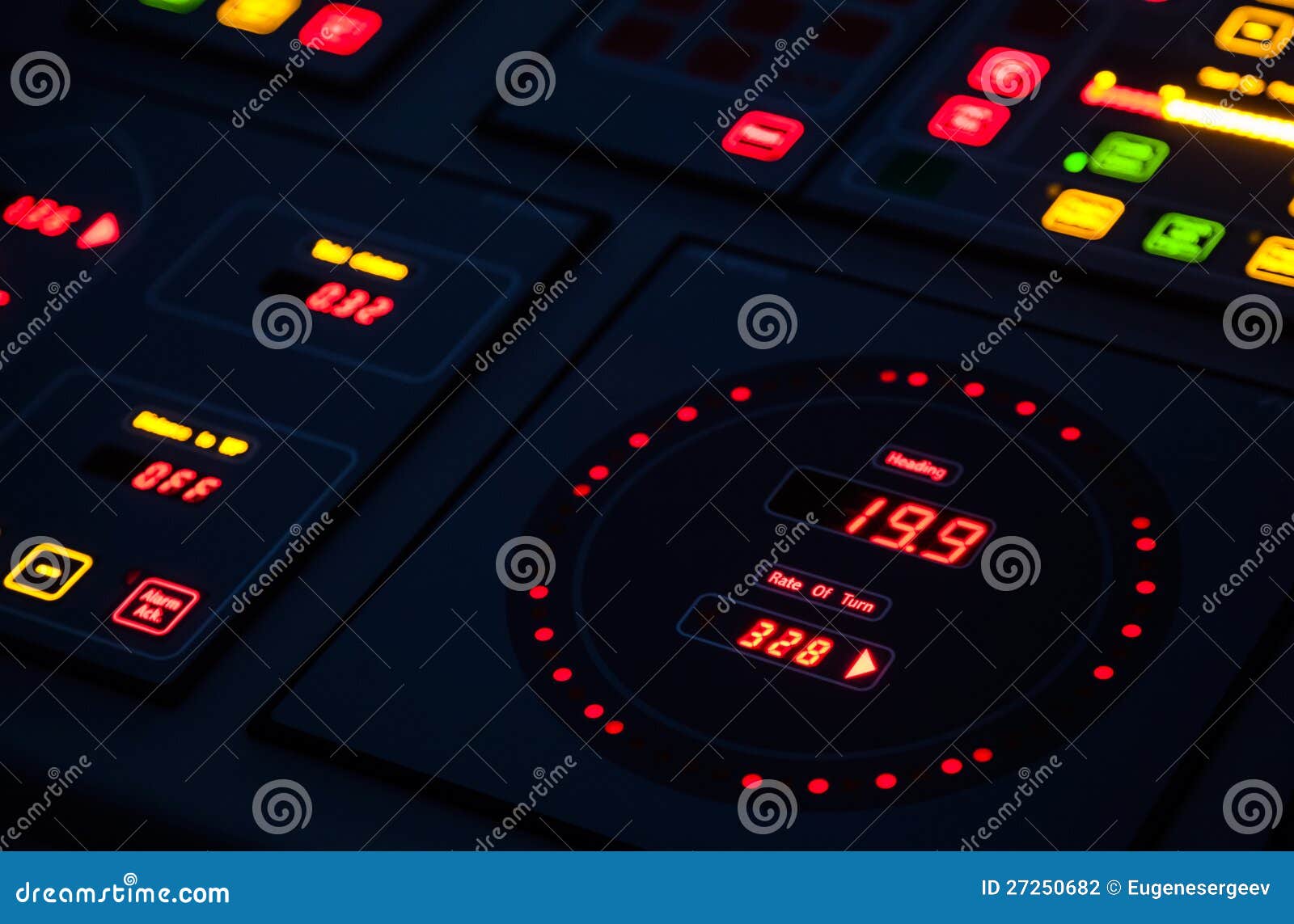 Fragment of Illuminated Ship Control Panel Stock Photo - Image of night ...