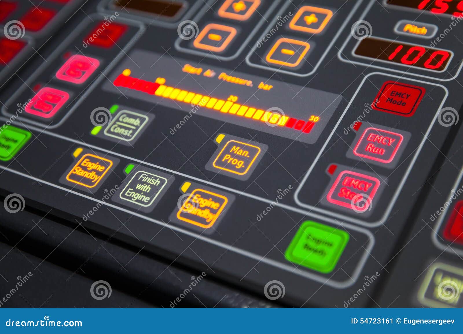 Fragment of Illuminated Ship Control Panel Stock Image - Image of black ...