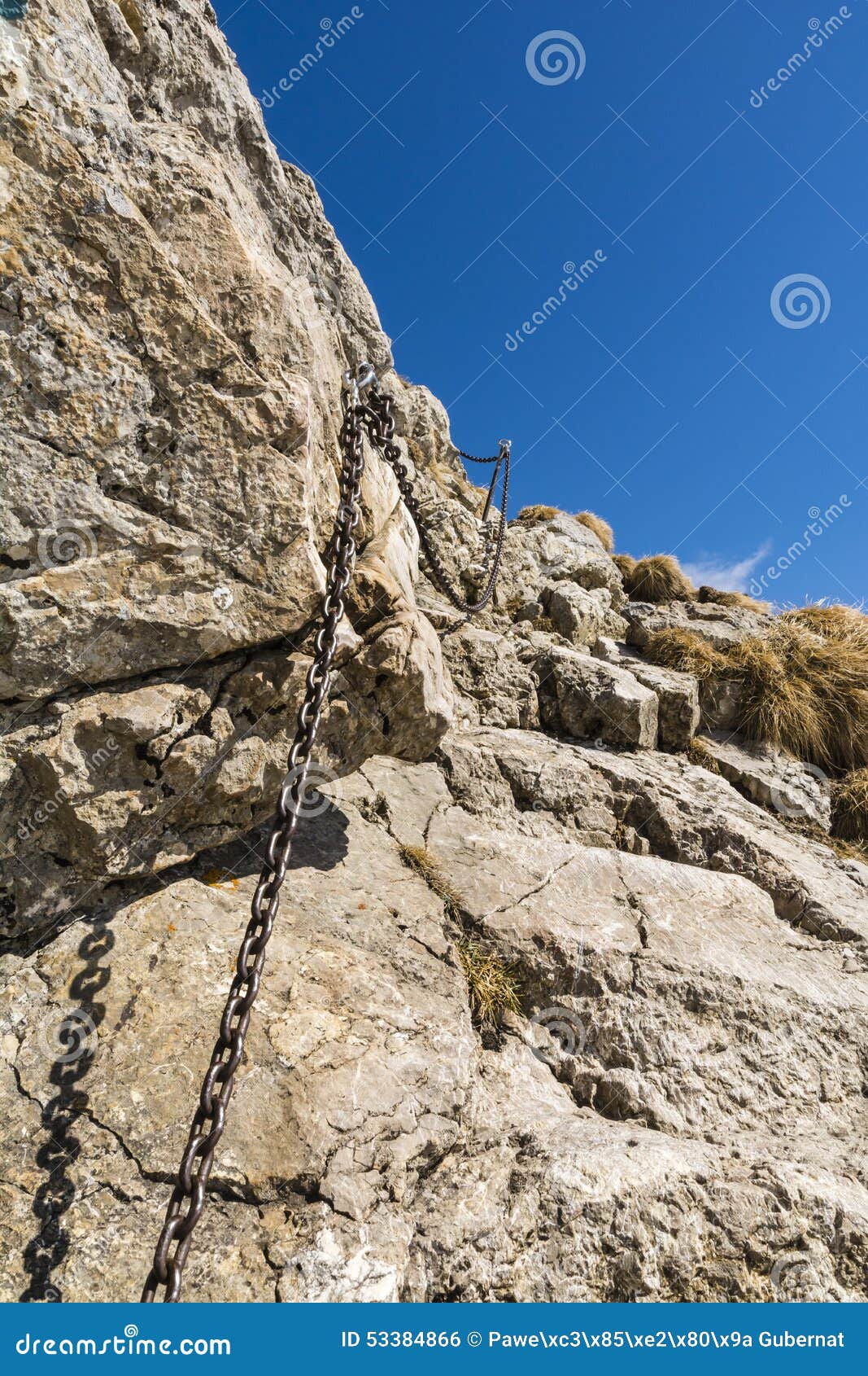 Fragment of the Insured Chains Trail in the Mountains Stock Photo ...
