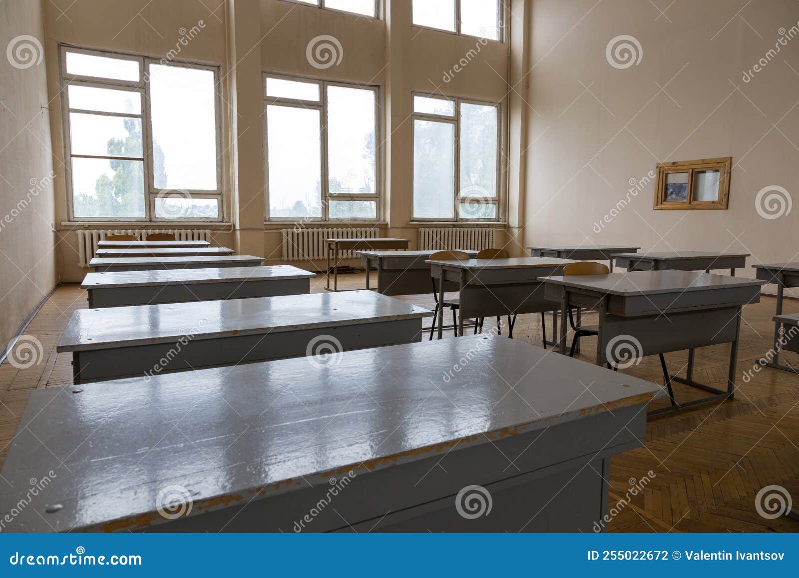 A Fragment of the Interior of the Classroom with Desks in an ...
