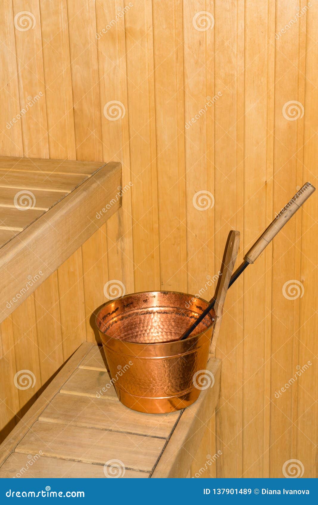 Fragment of the Interior of a Small Modern Russian Banya with ...