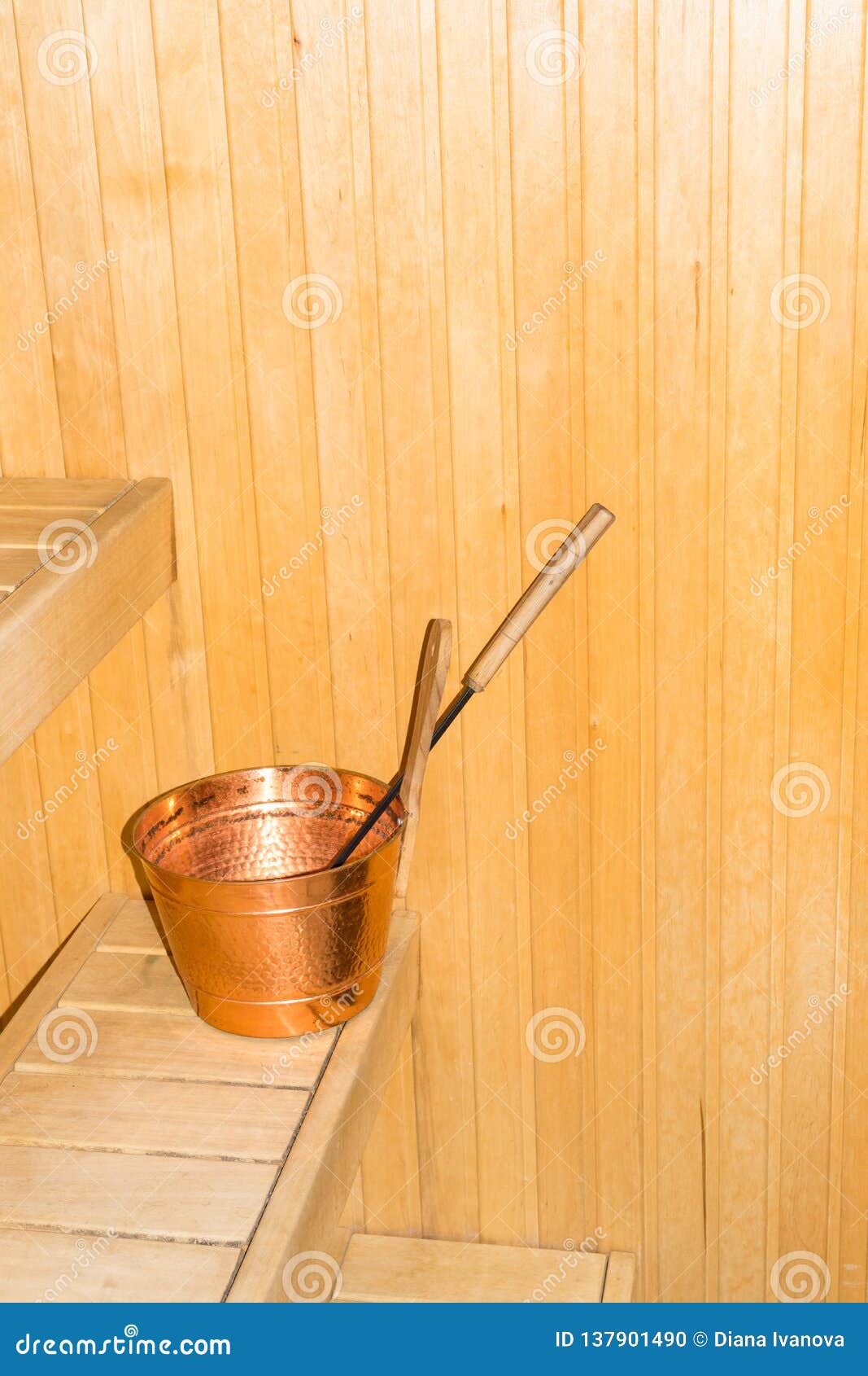 Fragment of the Interior of a Small Modern Russian Banya with ...