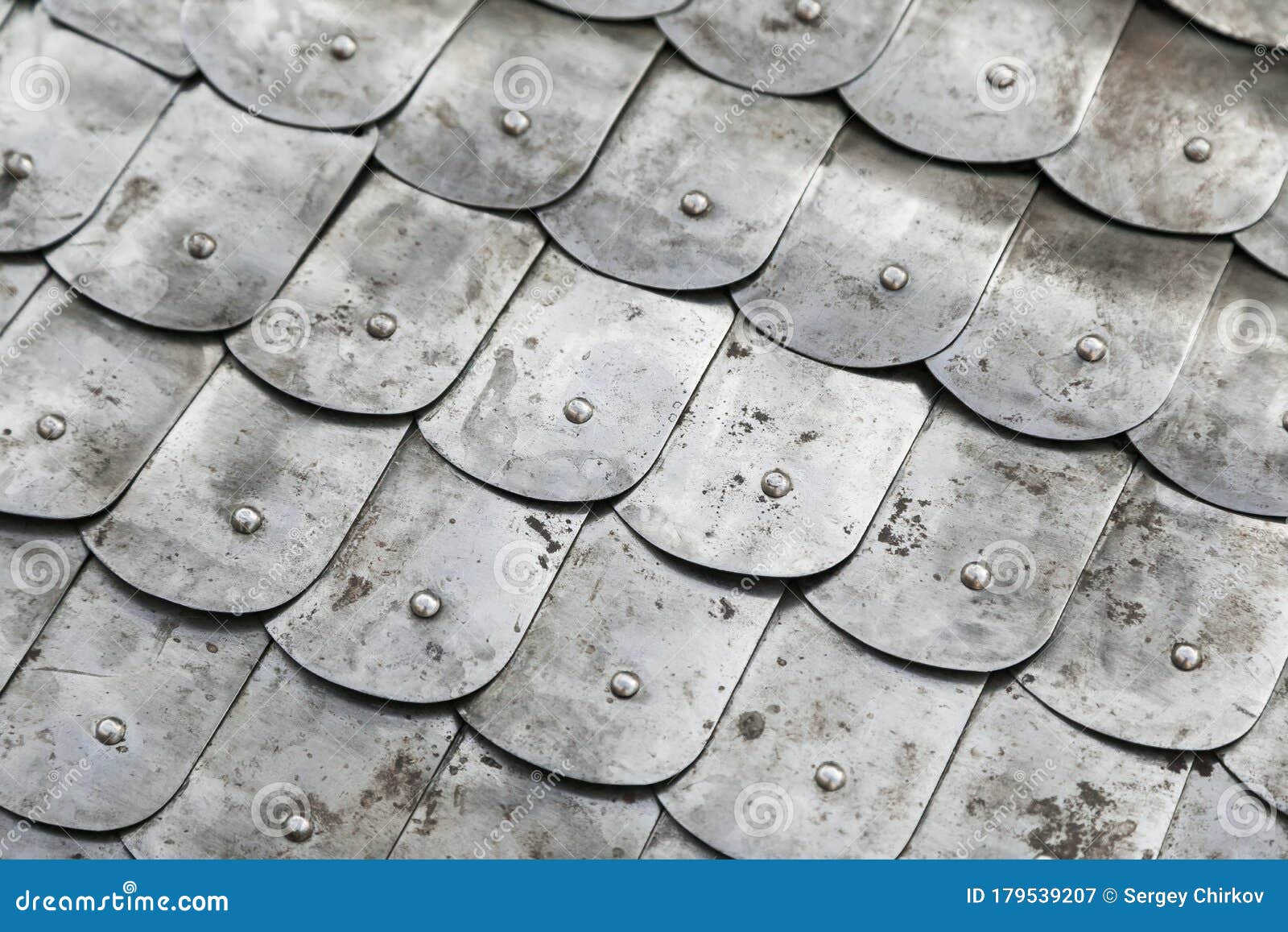 Fragment of a Knightly Metal Chain Mail of Scales. Stock Image - Image ...