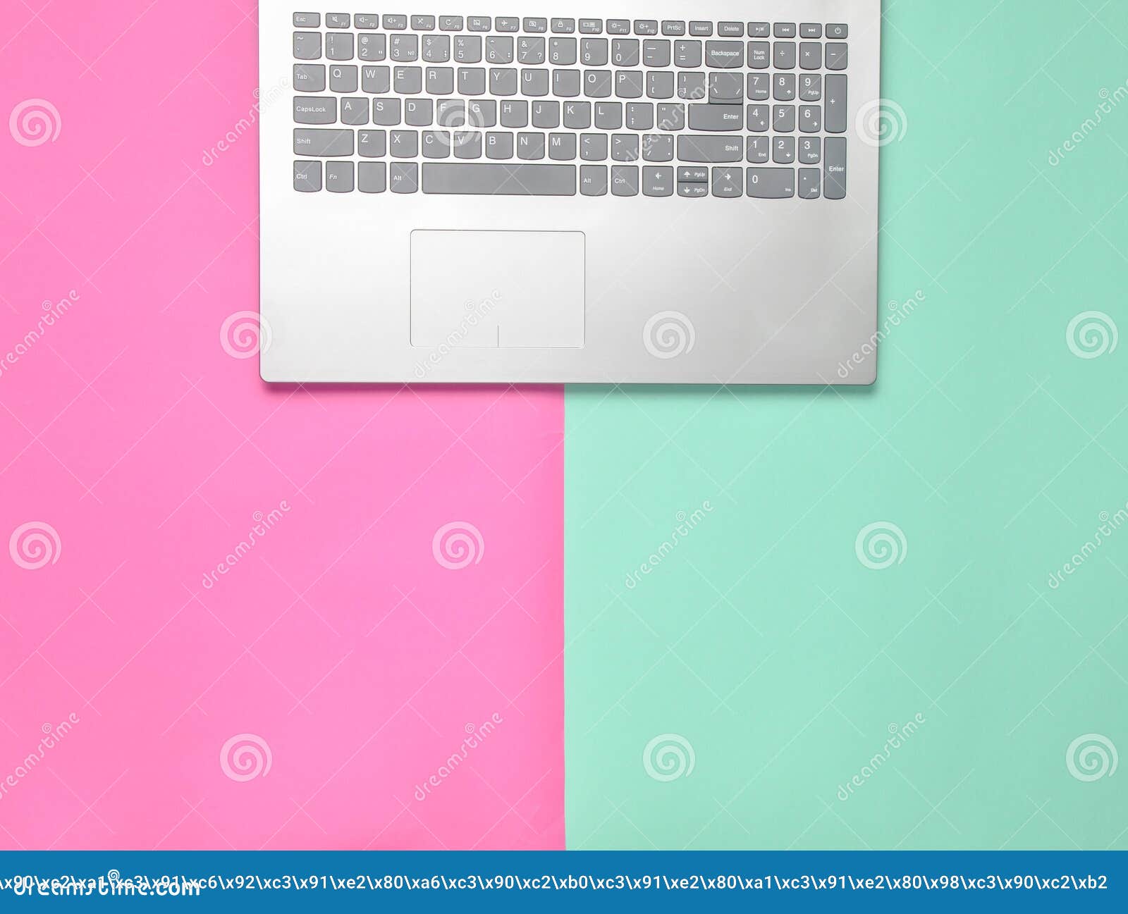 Fragment of a Laptop on a Colored Paper Background. Keyboard, Touchpad ...