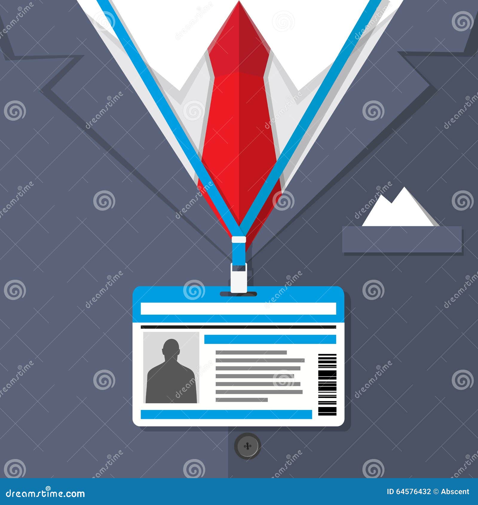 Man In Suit With Red Tie And Id Badge Employees Identification White ...