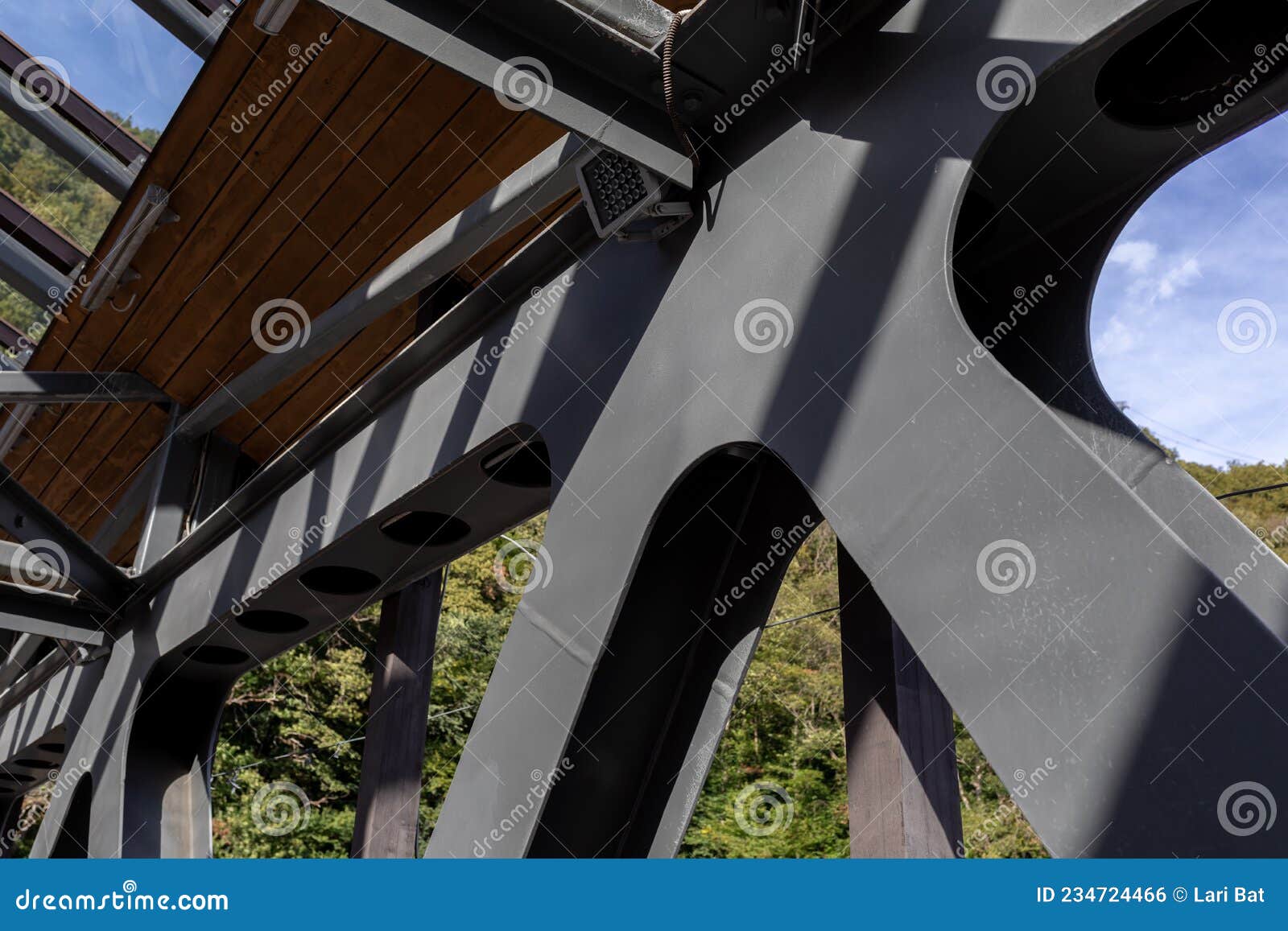 A Fragment of a Metal Structure of a Pedestrian Crossing Over a River ...