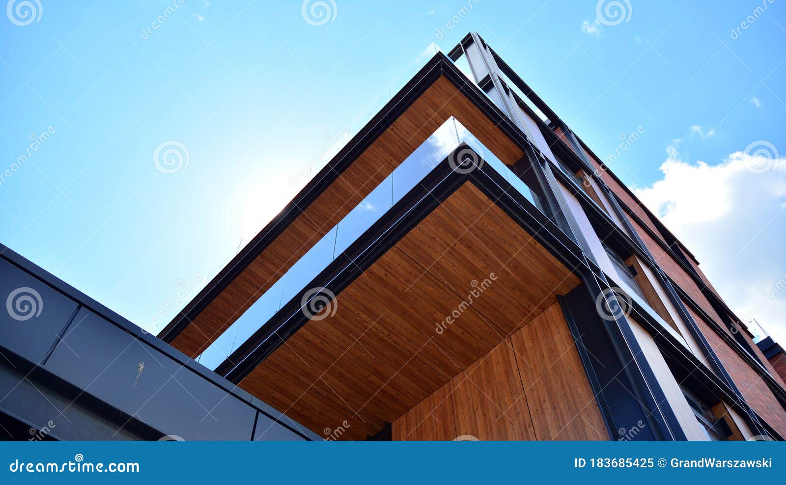 Revitalized Red Brick Building and Modern Office Building. Stock Image ...