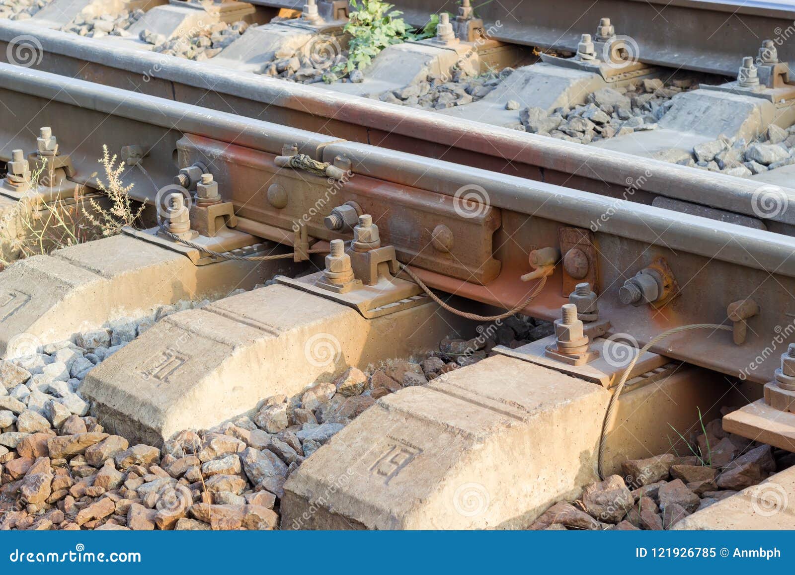Fragment of the Modern Railroad Track with Joining of Rails Stock Image - Image of ties, line ...