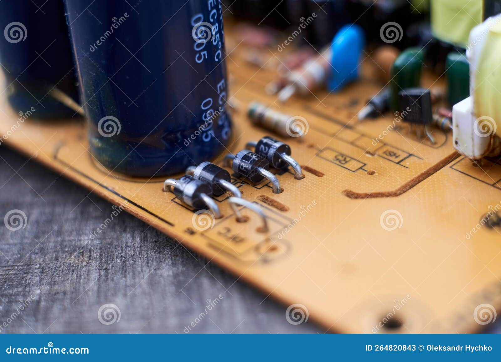 Fragment of Motherboard with Capacitors and Diodes Stock Image - Image ...