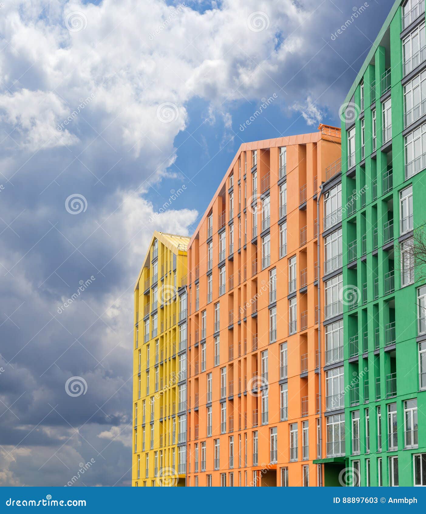 Fragment of a Multicolored Facade of the Modern Apartment Complex Stock ...