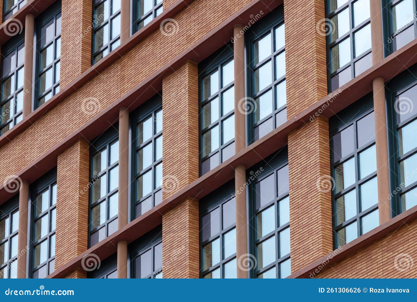 Fragment Og Facade of Brick Building with Windows, Minimalism Stock ...