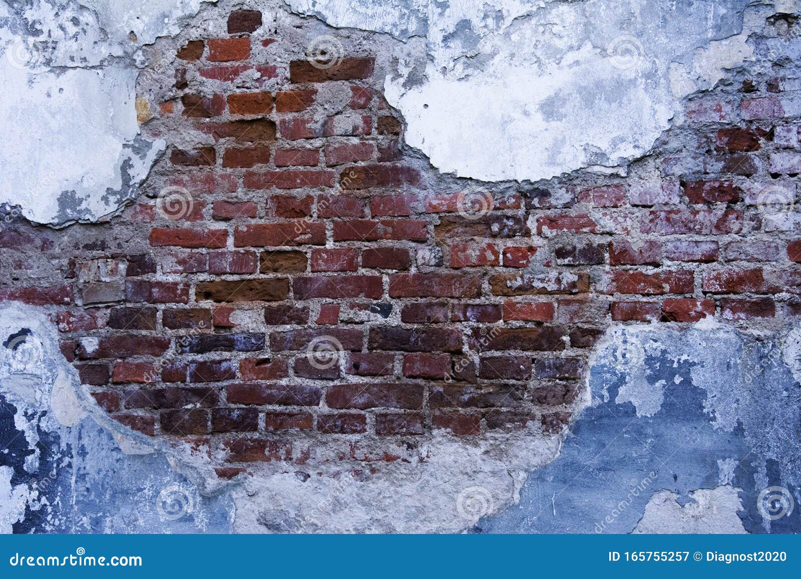 Fragment of Old Brick Wall with Old Stucco Stock Image - Image of paint ...