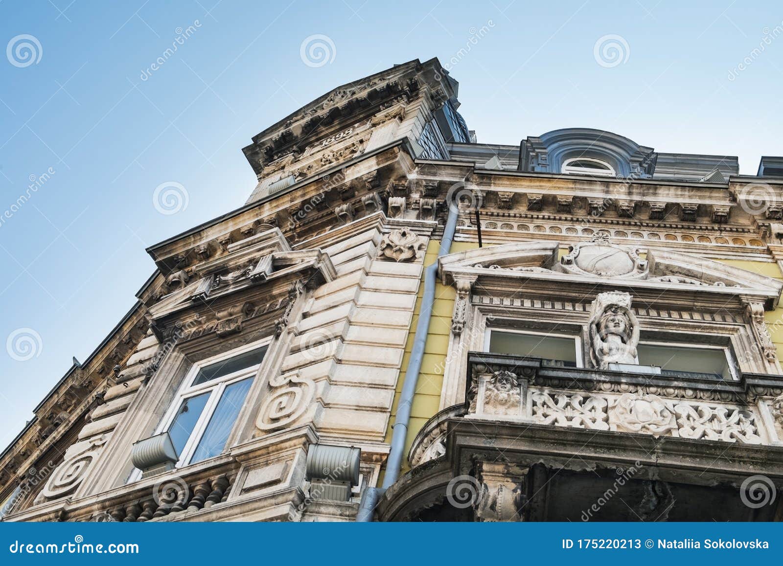 Fragment of Old Building Facade in Ruse, Bulgaria Stock Image - Image ...