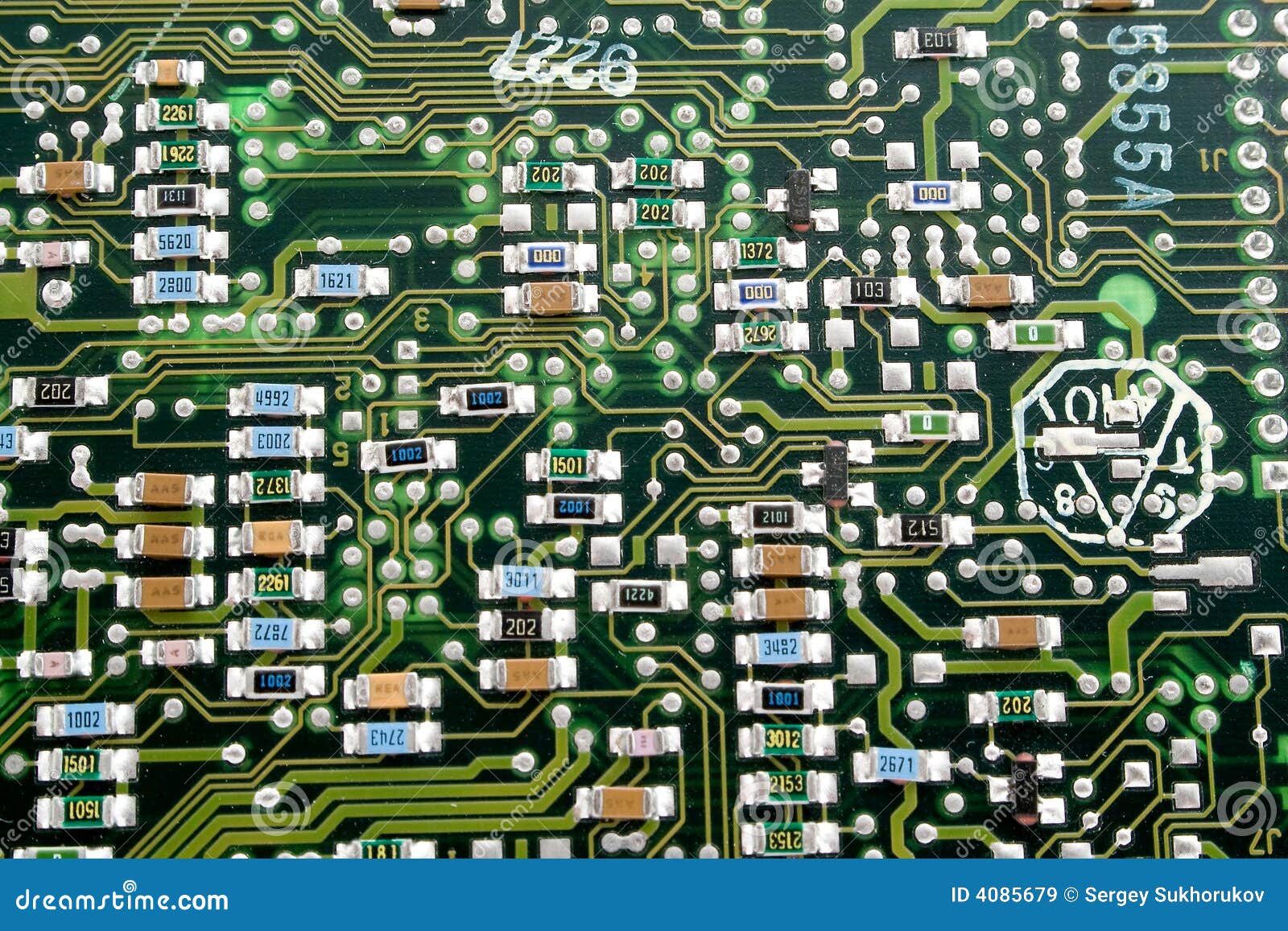 Fragment of an Old Computer Board. Stock Image - Image of electronics ...