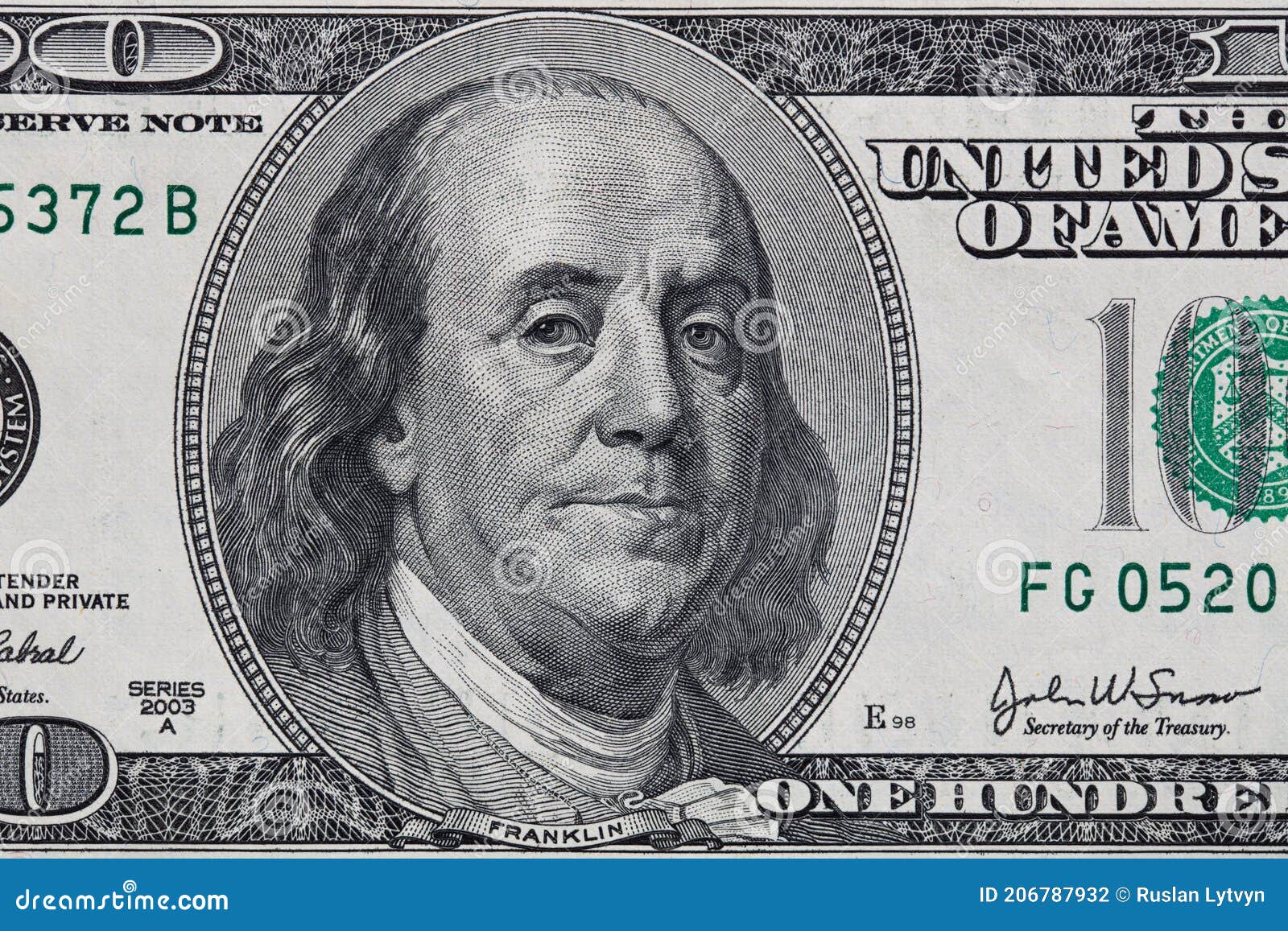 Fragment of Old 100 Dollar Bill Stock Photo - Image of dollar, paper ...