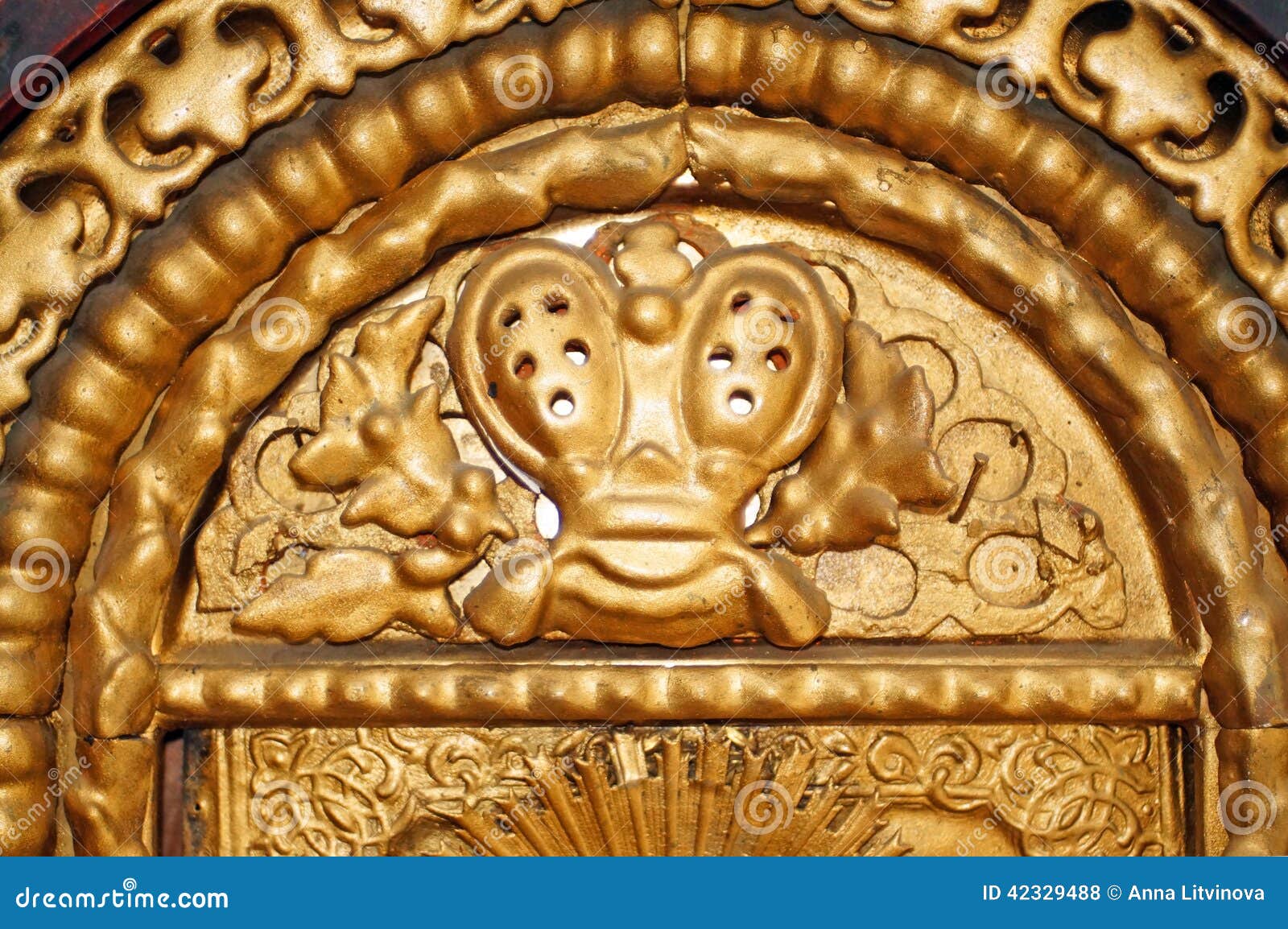 Fragment of Old Gilded Frame Orthodox Icon Stock Photo - Image of ...