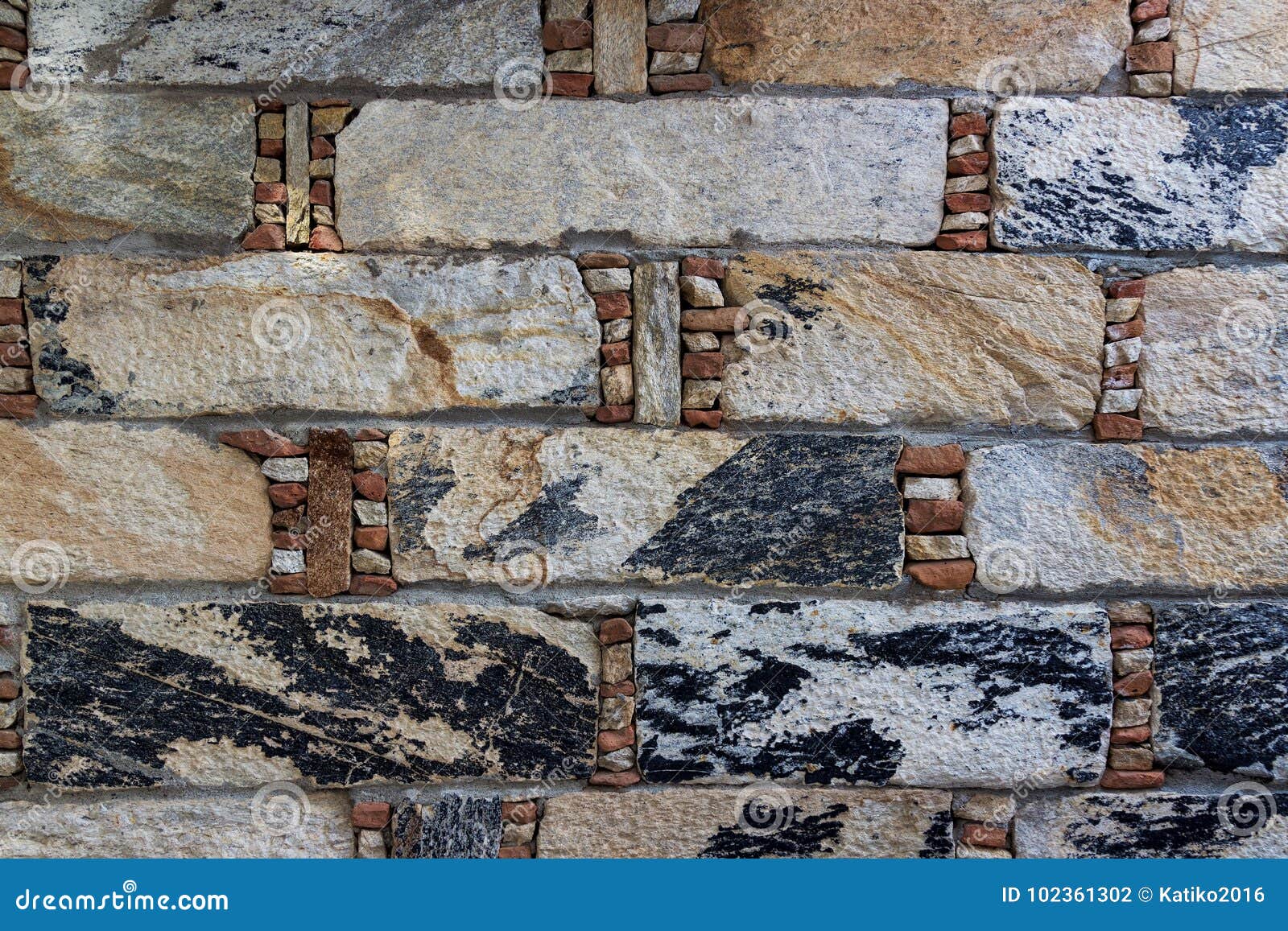 Fragment of Old Stone Wall Background. Bright Rectangle Bricks C Stock ...