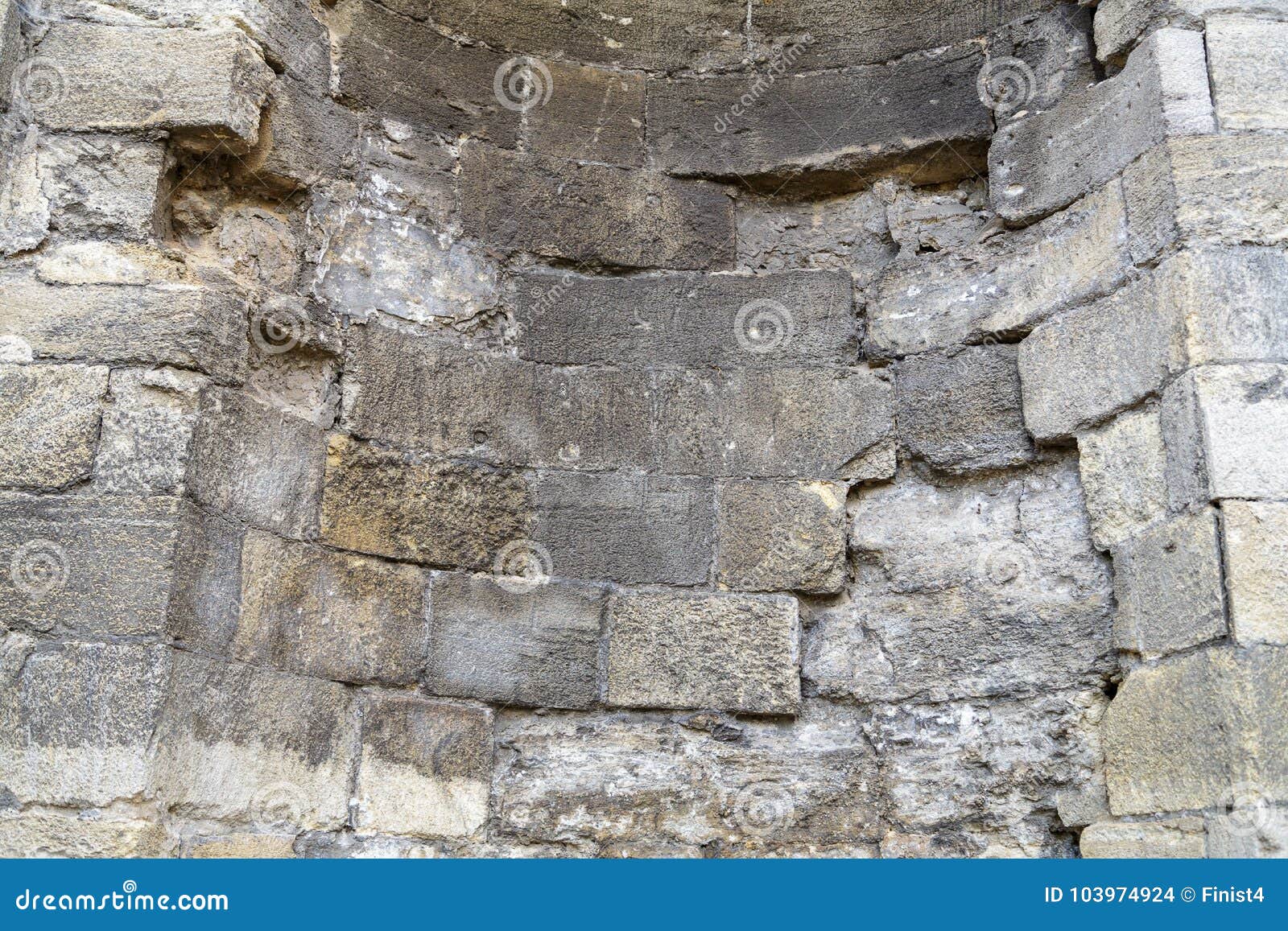 Fragment of the Old Wall, Stone Concave Masonry Stock Photo - Image of ...