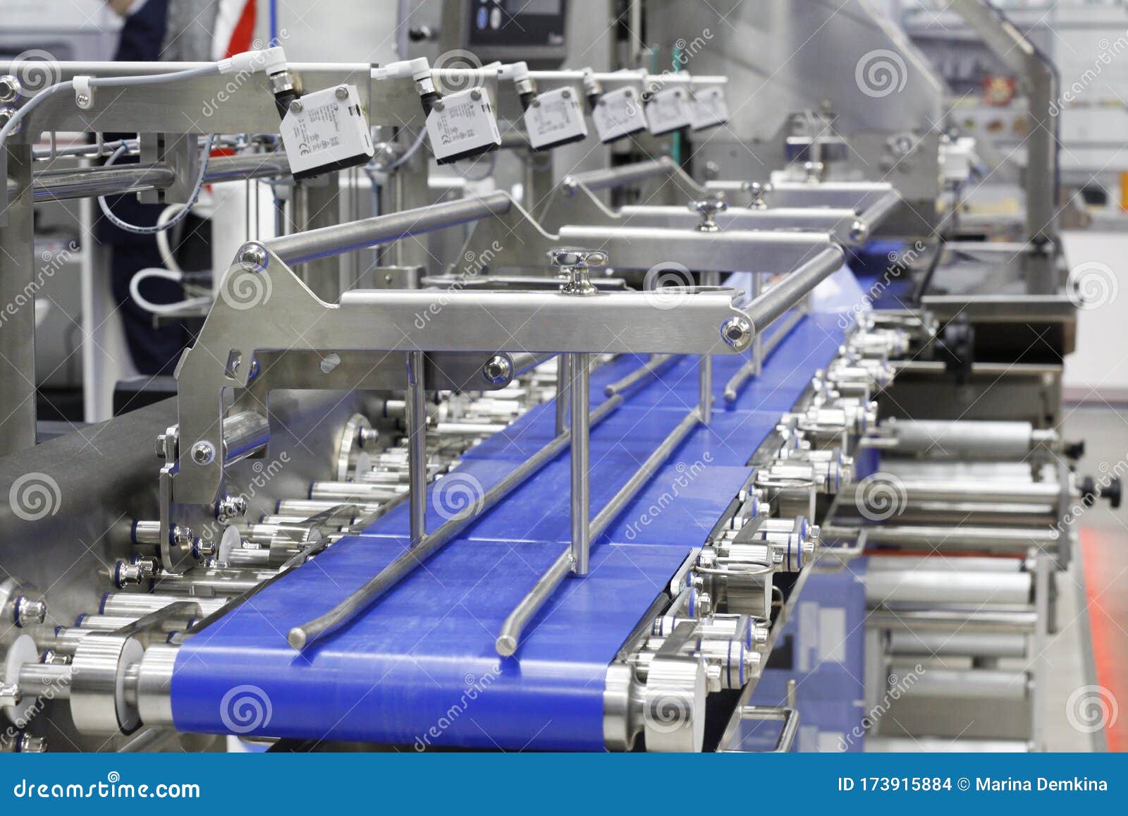 A Fragment of the Packaging System. Conveyor Belt at a Food Factory ...