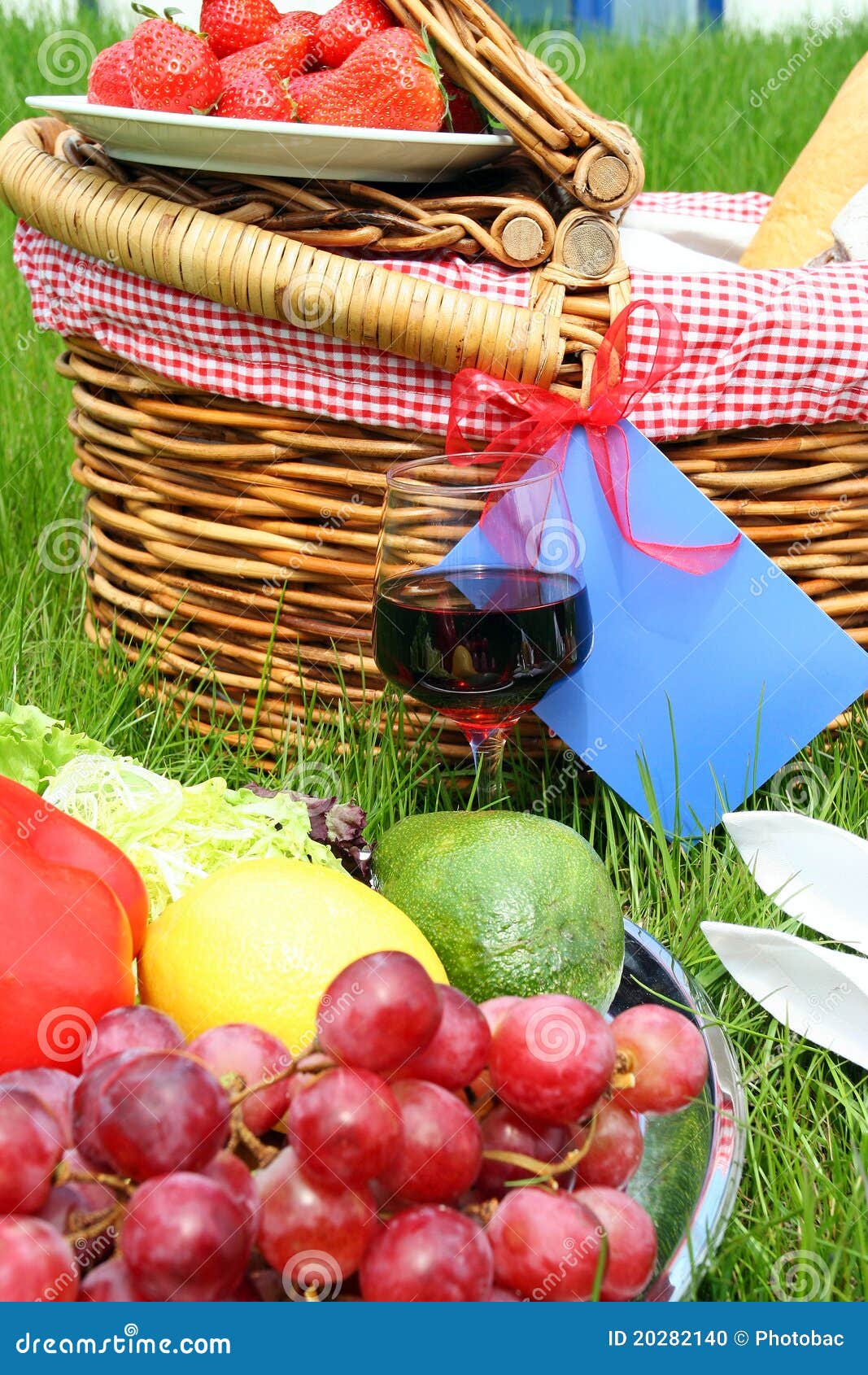Fragment of Picnic Setting with Fruit Stock Photo - Image of lush ...