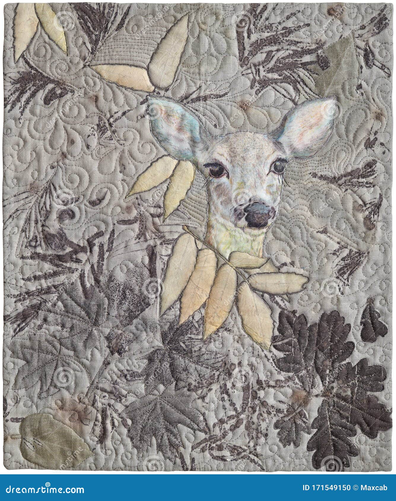 Fragment of a Quilt Made Using the Technique of Eco Print and Pigment ...