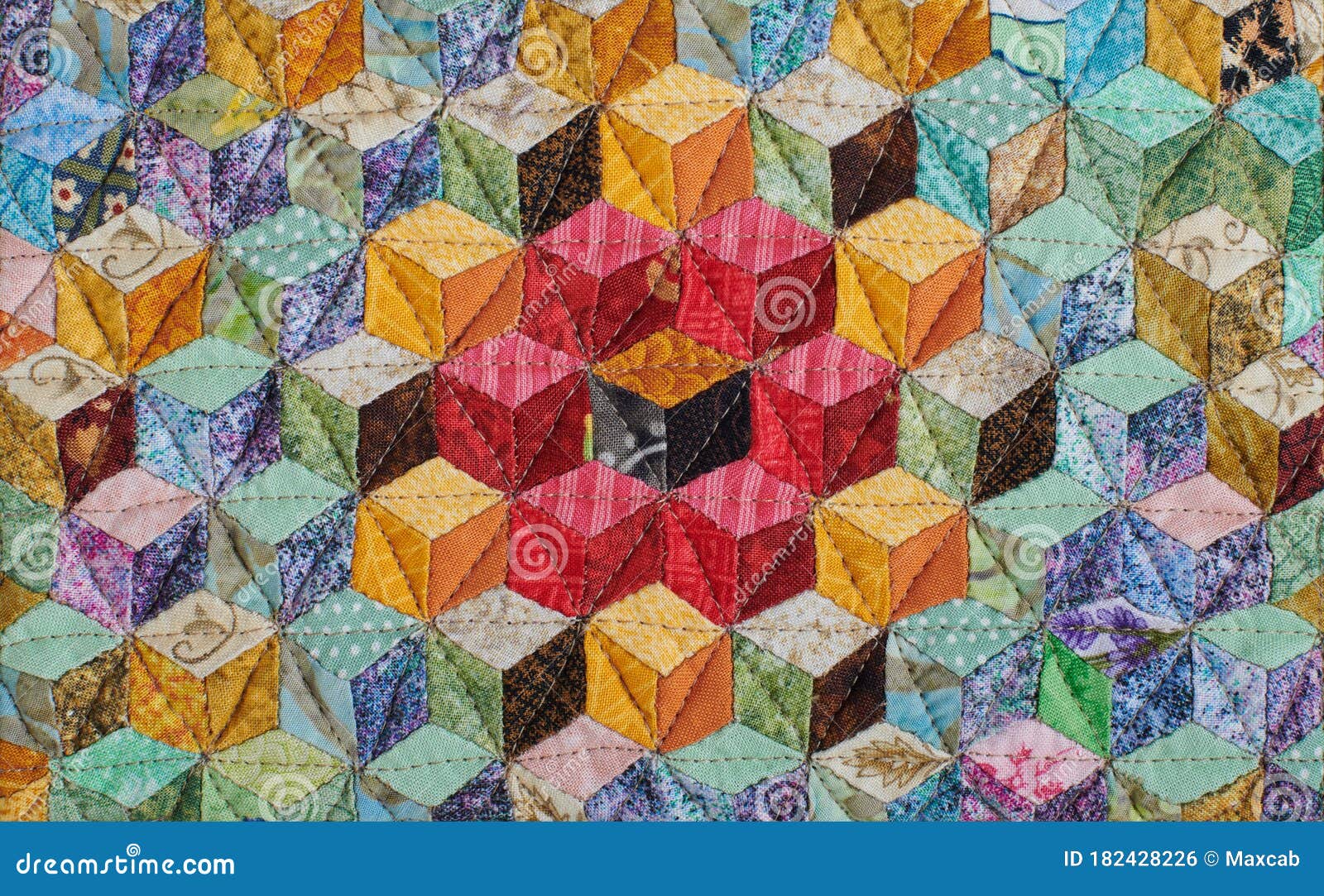 Fragment of Quilt Sewn from Diamonds and Has View Three-dimensional ...