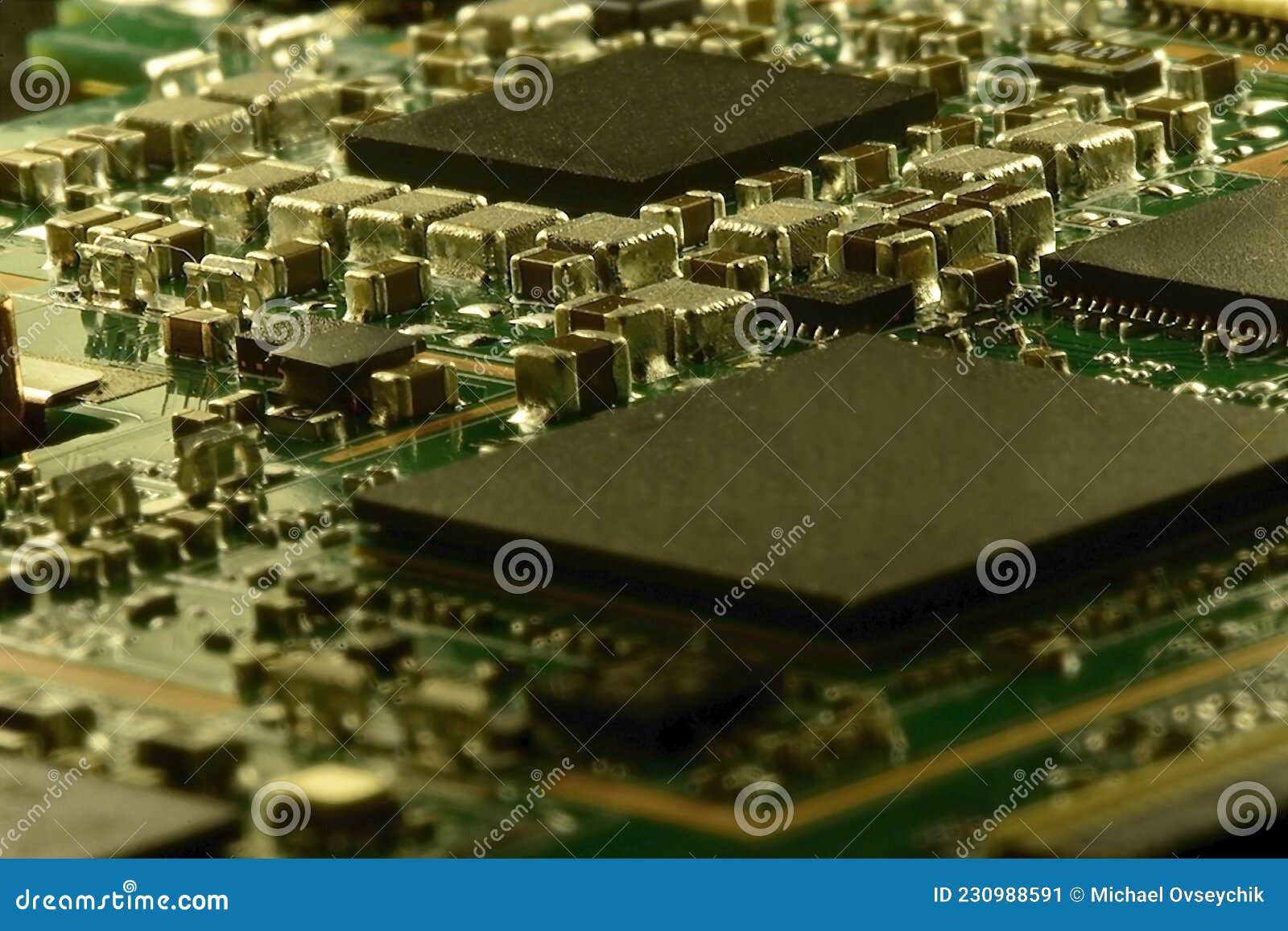 A Fragment of the Real Motherboard of the Tablet. Panoramic Perspective ...
