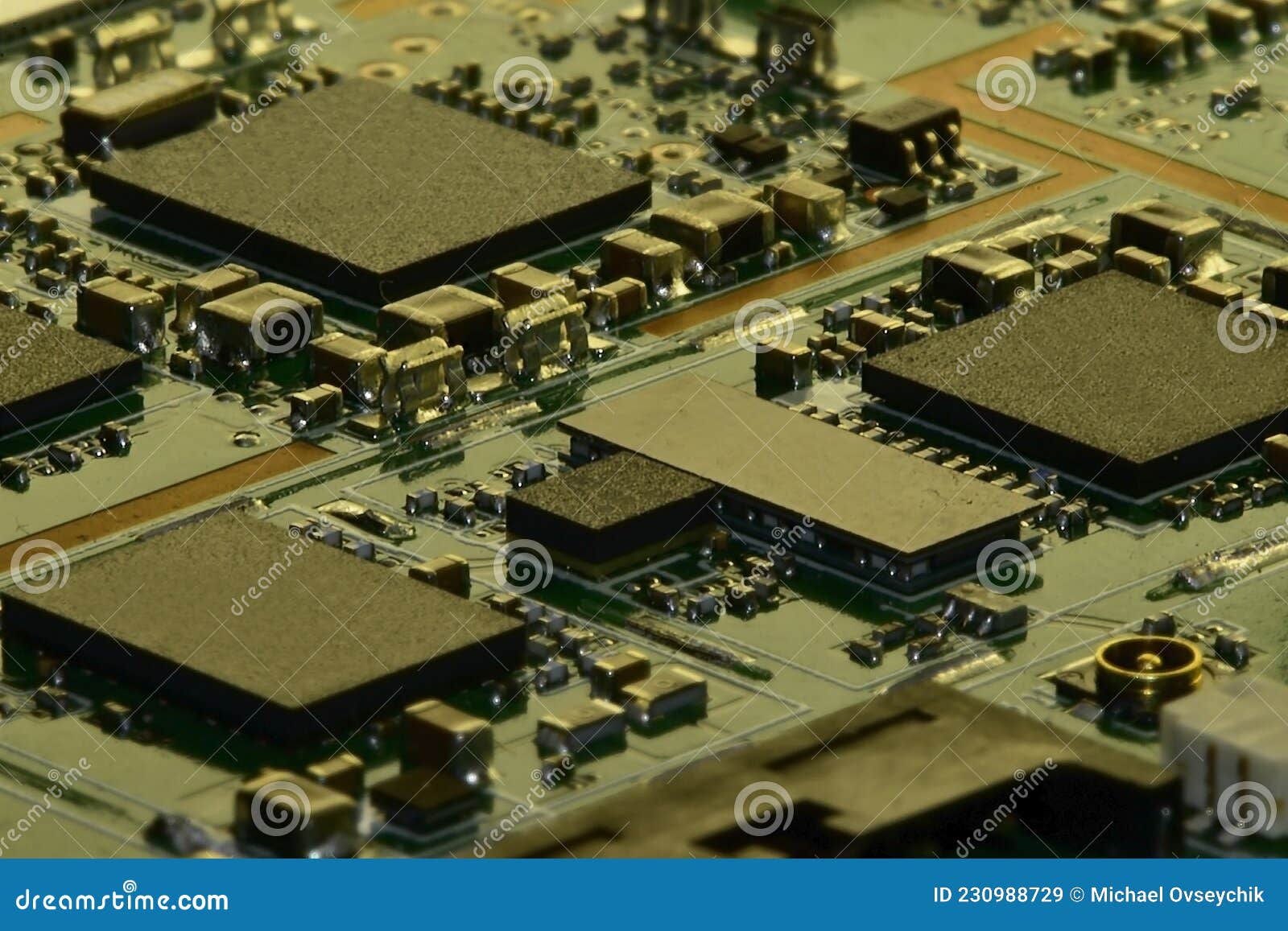 A Fragment of the Real Motherboard of the Tablet. Panoramic Perspective ...