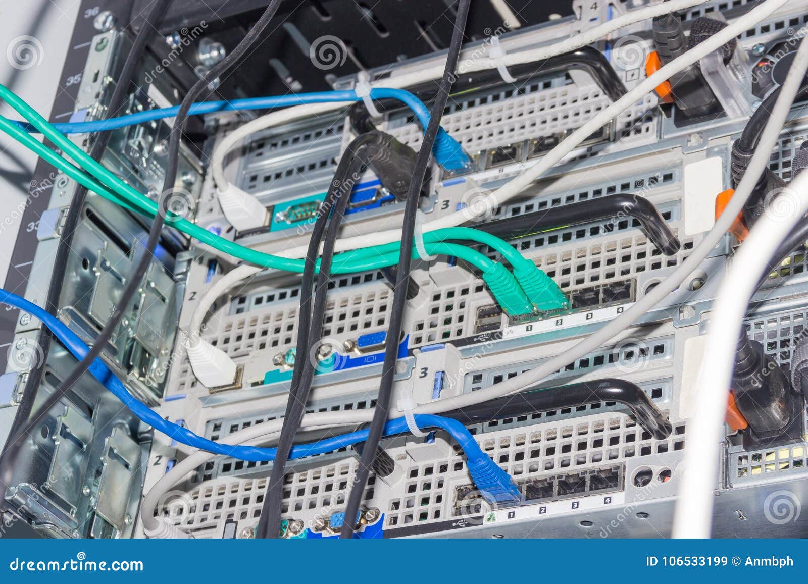 Fragment of a Rear Part of the Servers Rack Stock Image - Image of rack ...