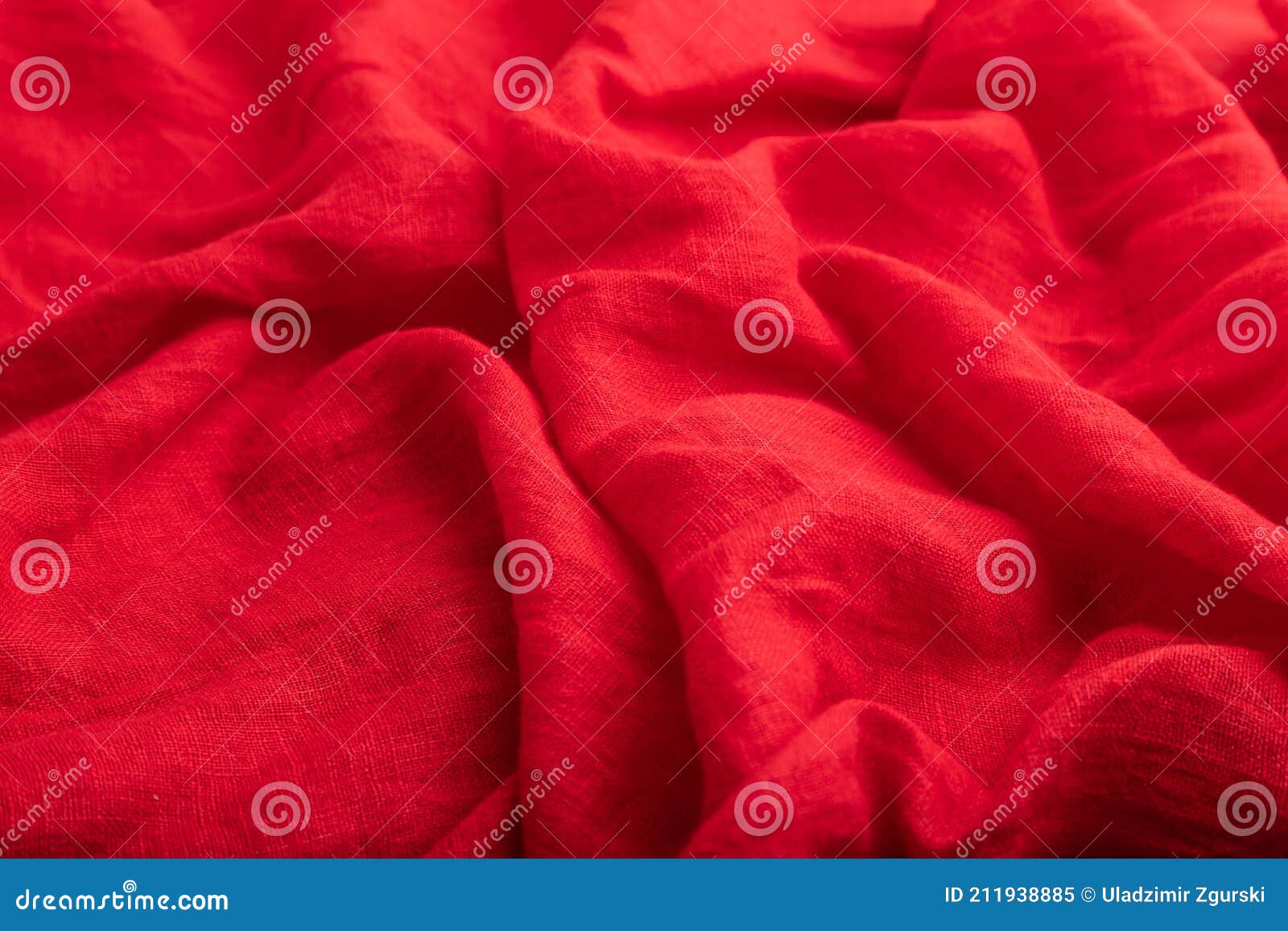 Fragment of Red Linen Tissue. Side View, Natural Textile Background ...