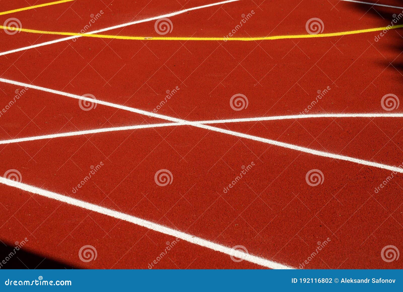 Fragment of a Red Running Track, Stadium with Artificial Turf, Top View ...