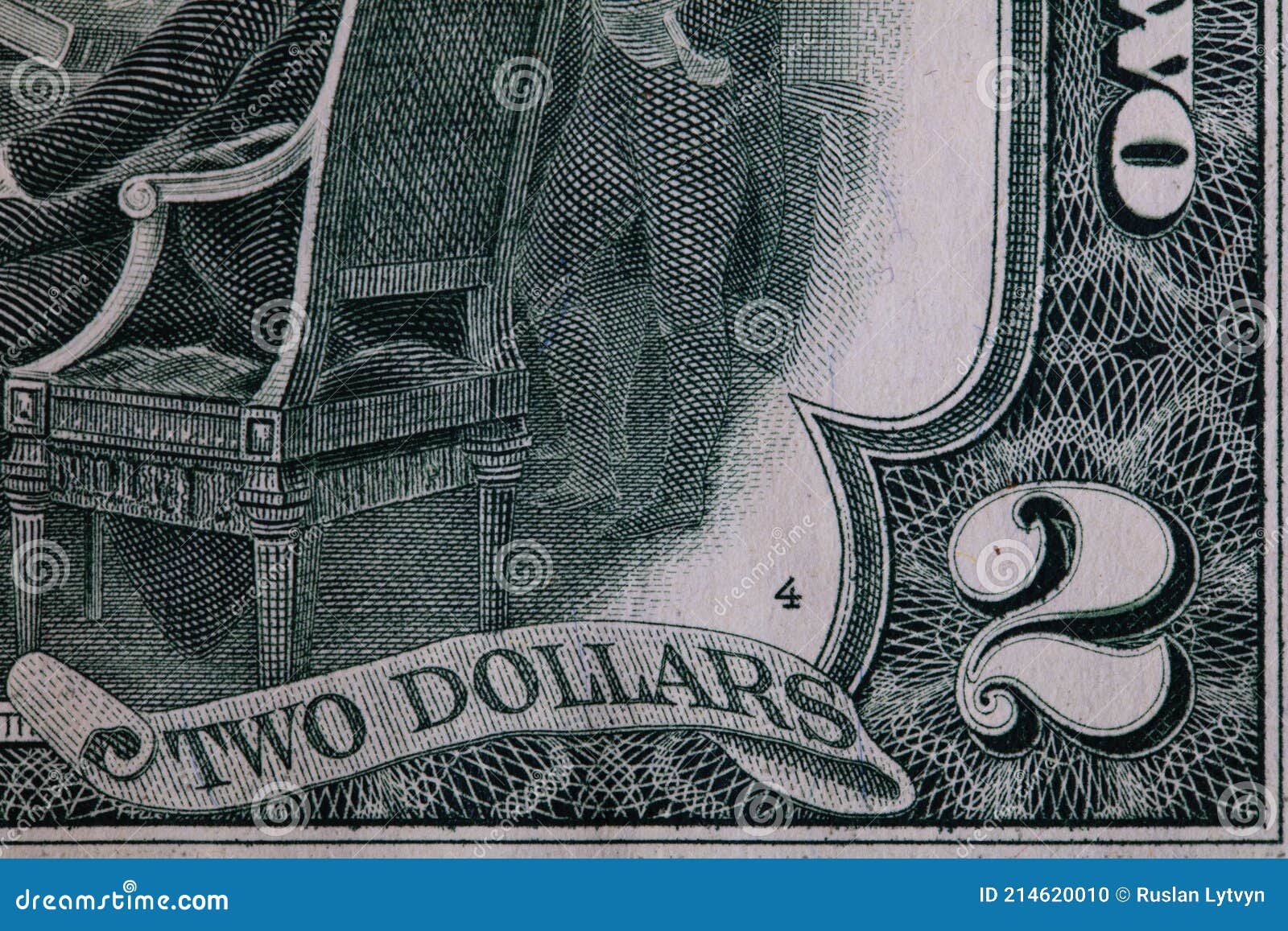 Fragment of Reverse of 2 US Dollar Banknote Stock Photo - Image of ...