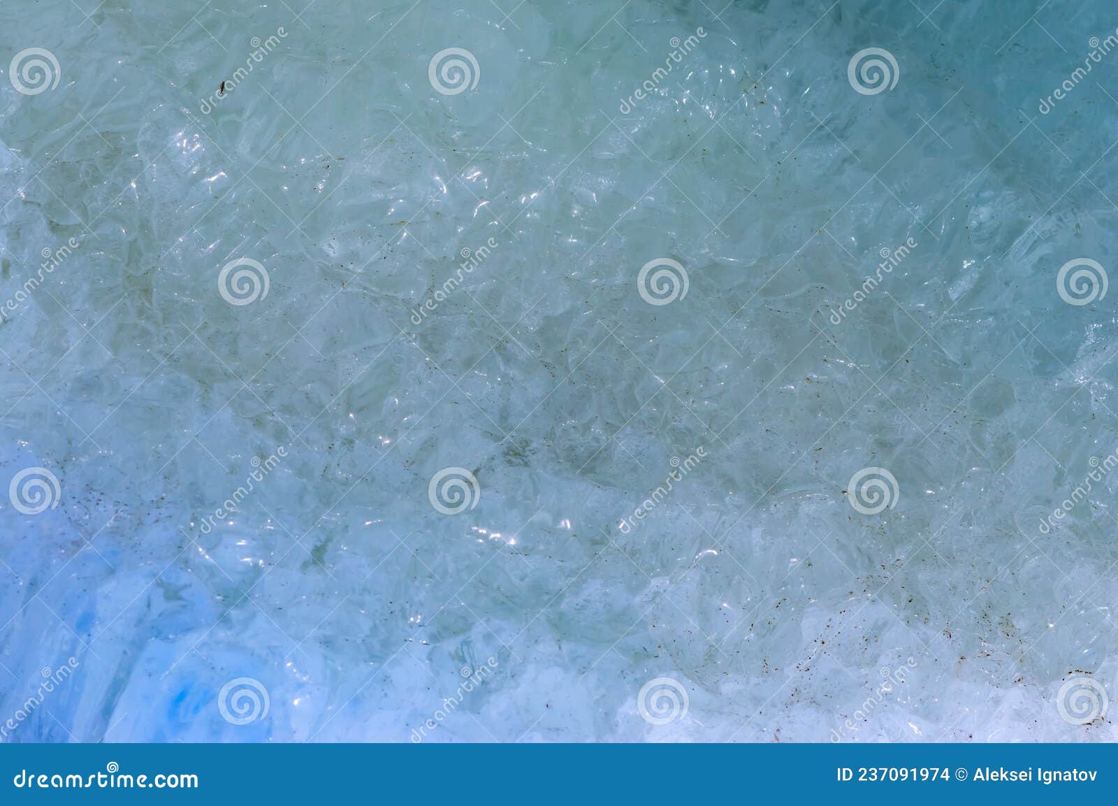 A Fragment of River Ice during Ice Drift. Bright Blue Gradient Color ...