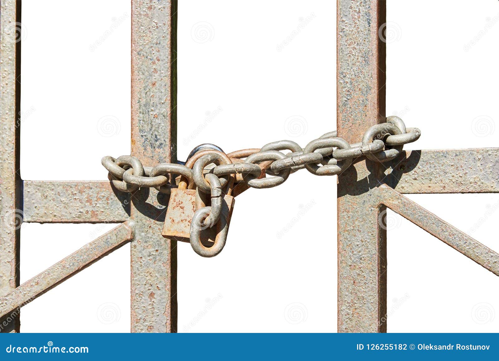 Fragment of Rust-covered Metal Gates with Chain and Padlock Stock Photo ...