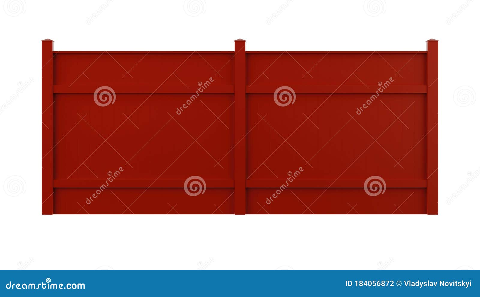 Fragment or Section of a Red Modern Fence Isolated on White Background ...