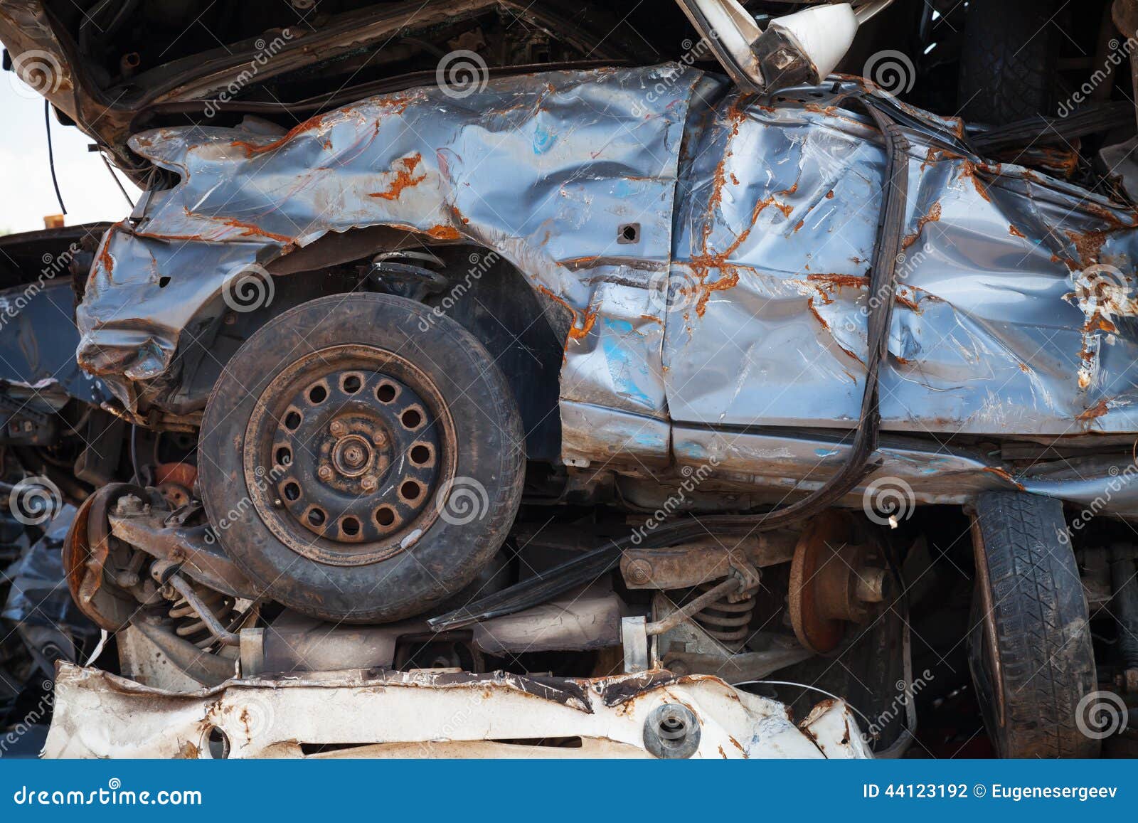 Fragment of Stacked Cars in Junkyard Stock Photo - Image of industrial ...