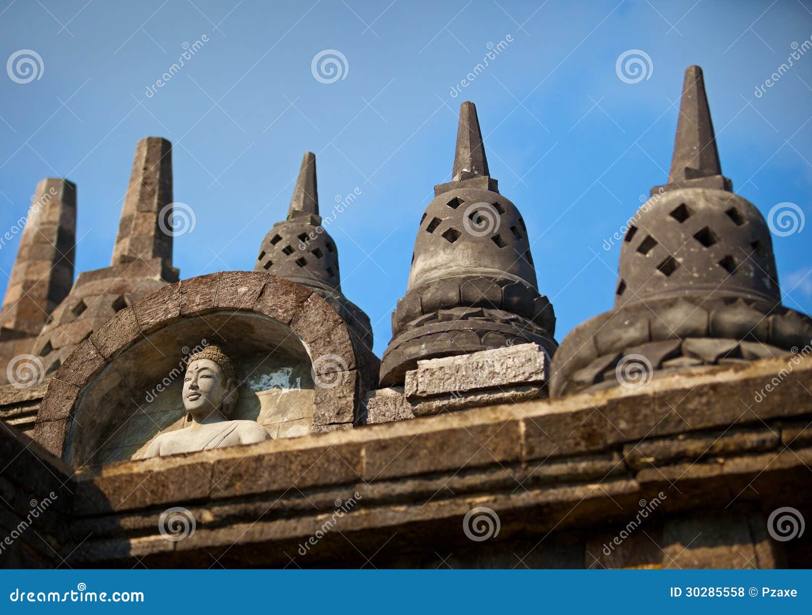 Fragment of Stone Borobudur Temple in Java, Indonesia. Stock Photo ...