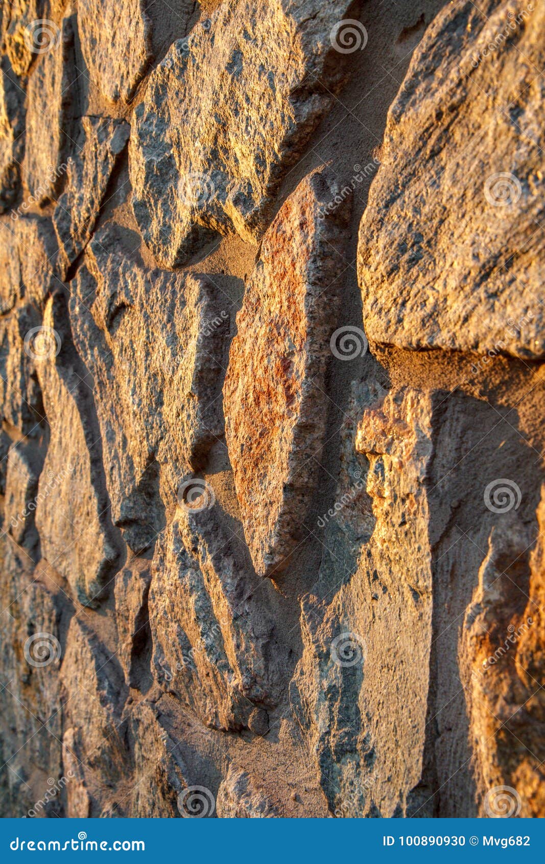 Fragment of Sunlit Stone Wall. Side View Stock Photo - Image of antique ...