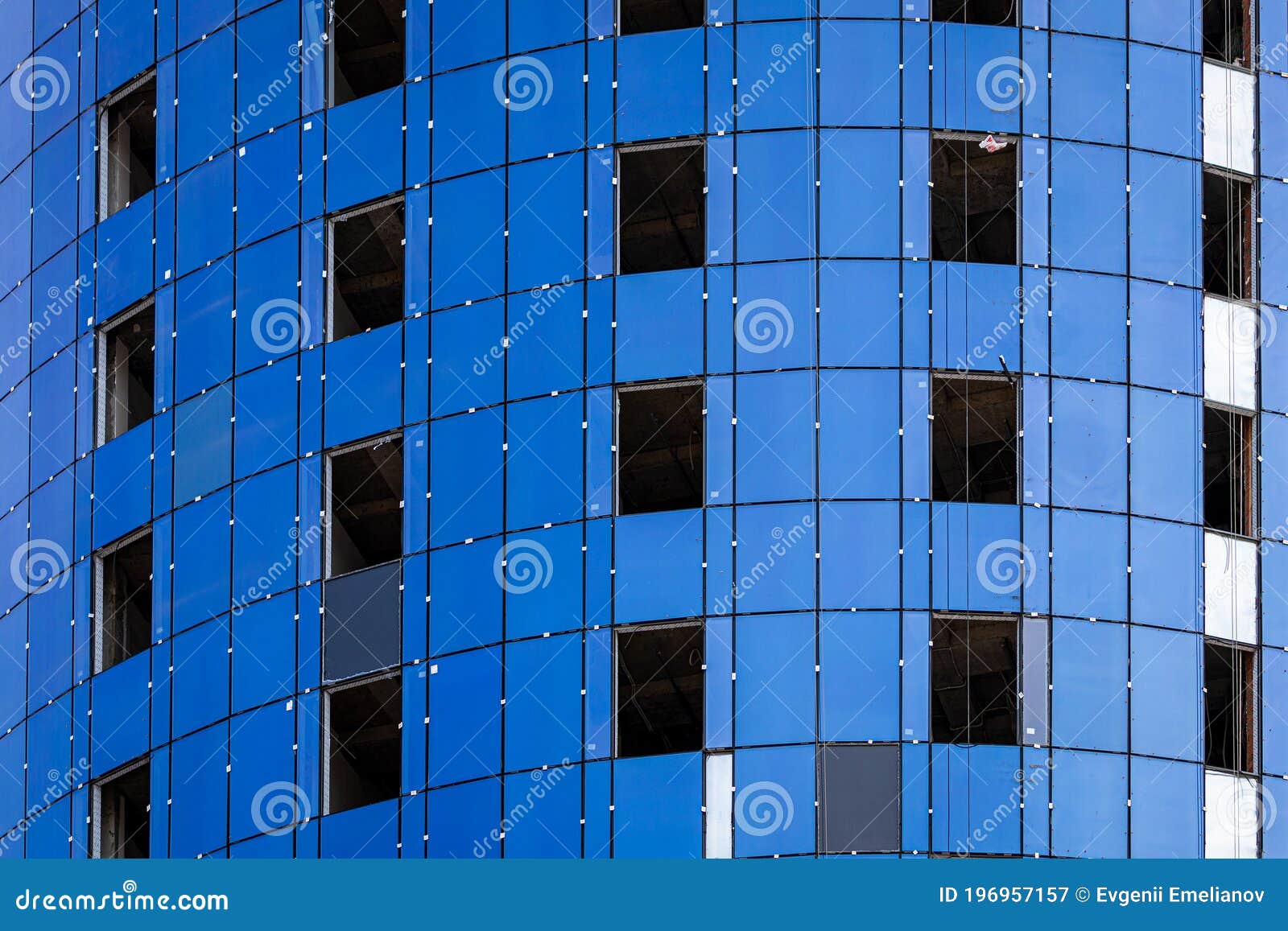 Fragment of an Unfinished Building Under Construction with Blue ...