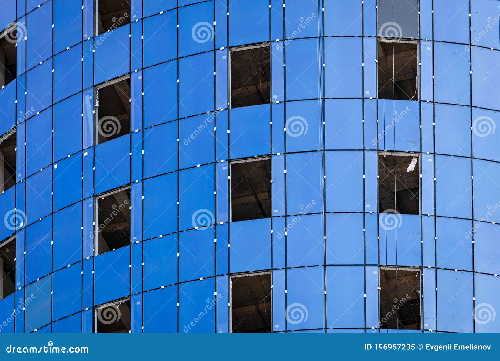 Fragment of an Unfinished Building Under Construction with Blue ...