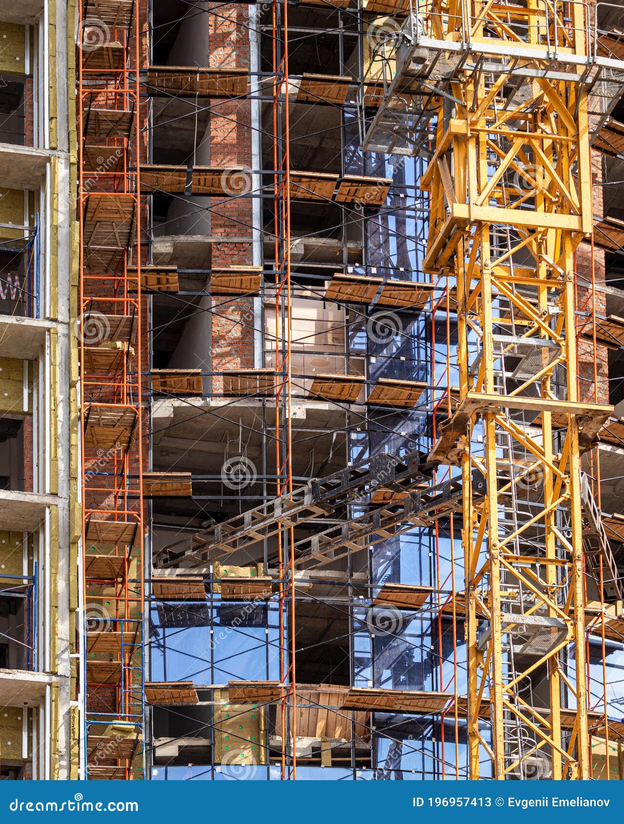 Fragment of an Unfinished Concrete and Brick Building Under ...